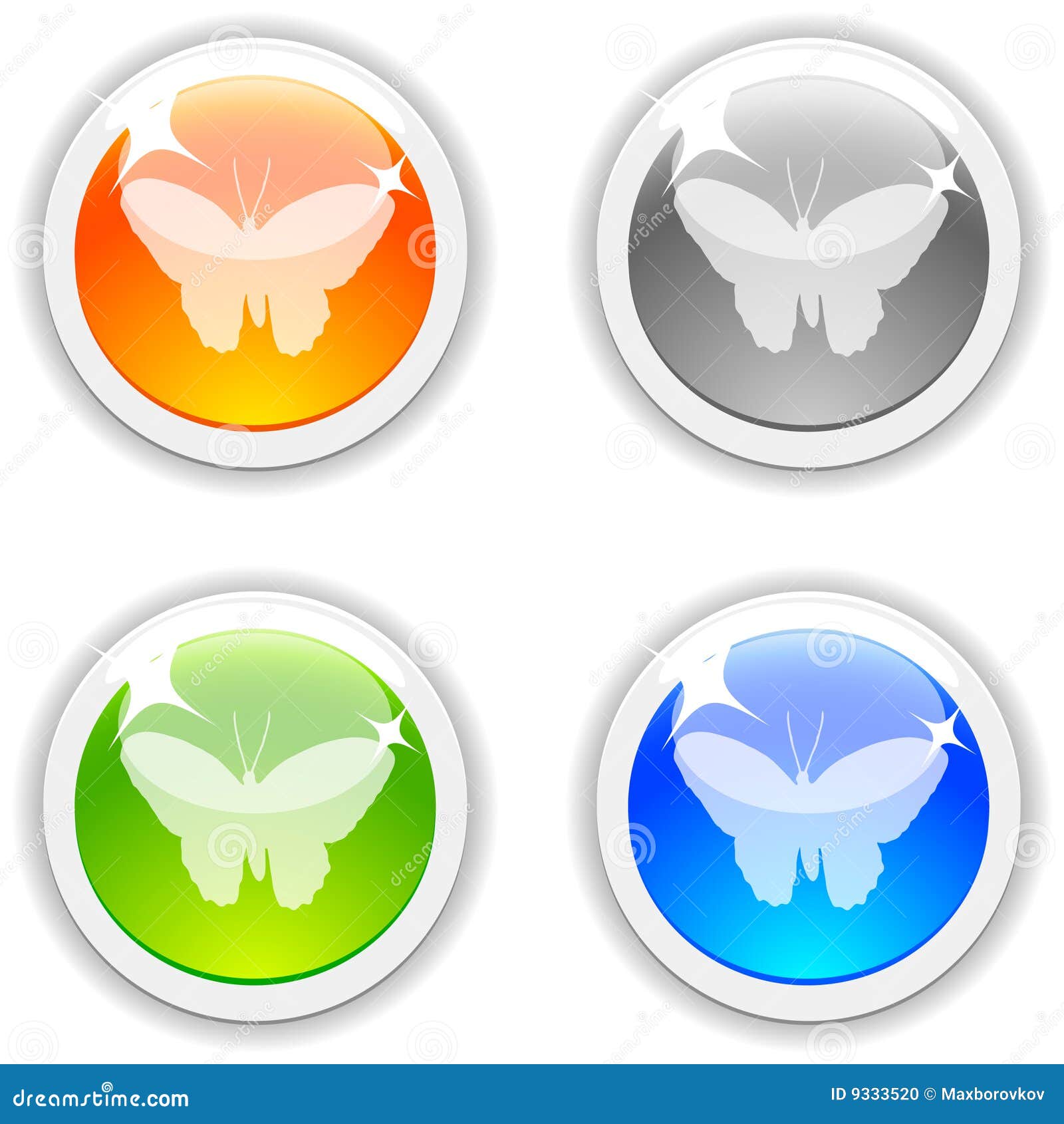 Butterfly buttons. stock vector. Illustration of glossy - 9333520