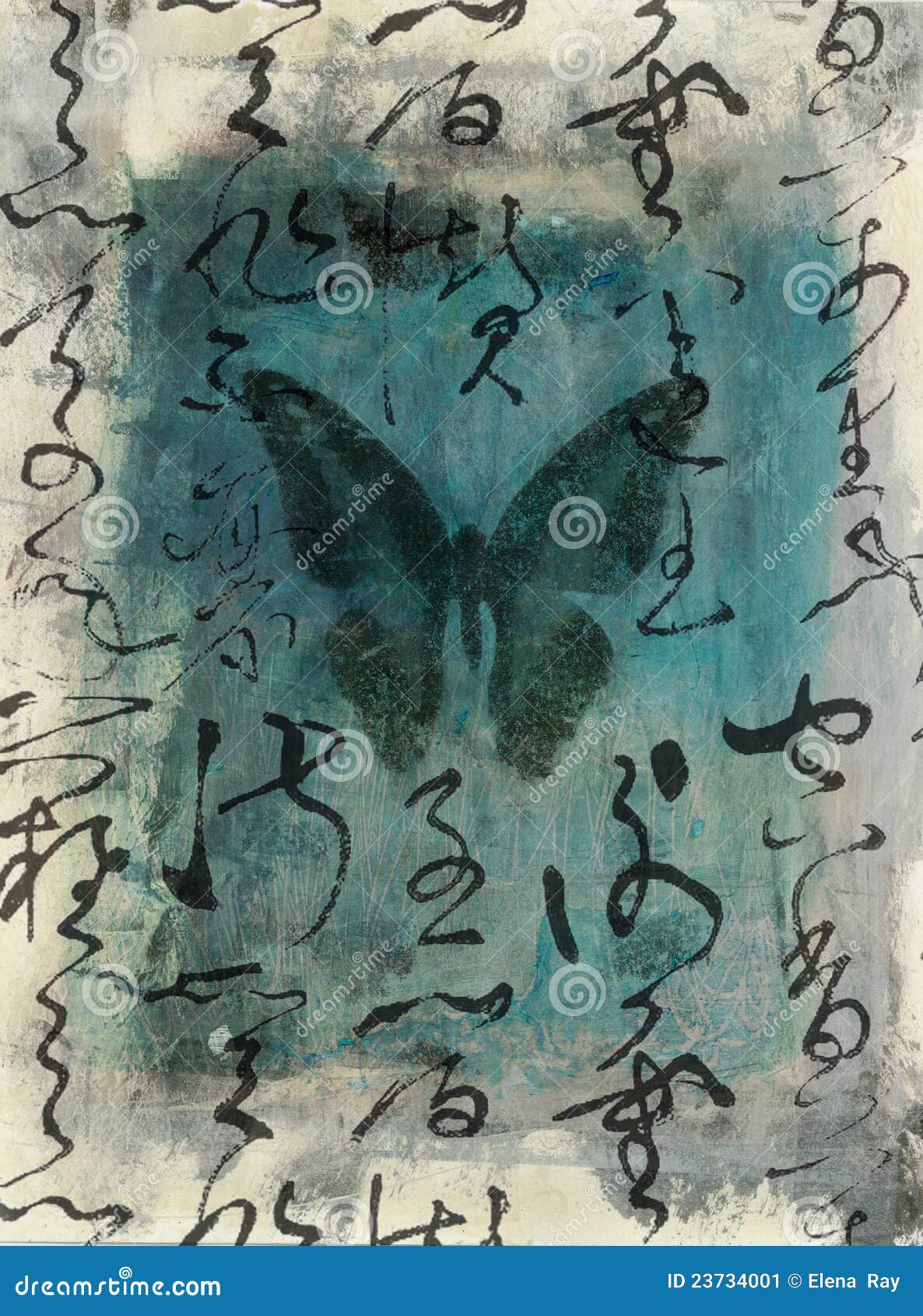 Butterfly Calligraphy stock illustration. Illustration of buddhism ...
