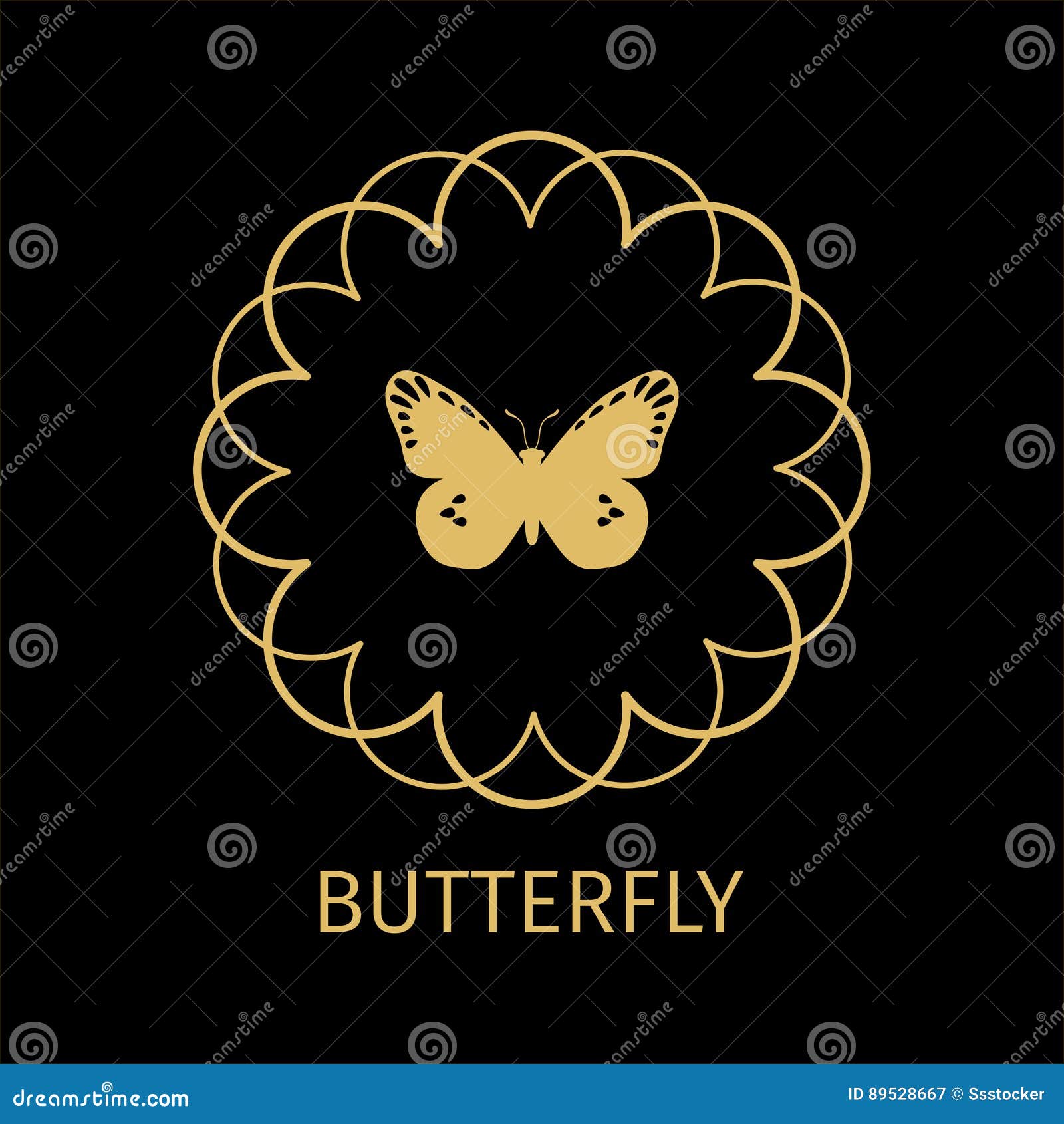 Butterfly Calligraphy With Line Drawings Butterfly- Vector Illustration ...