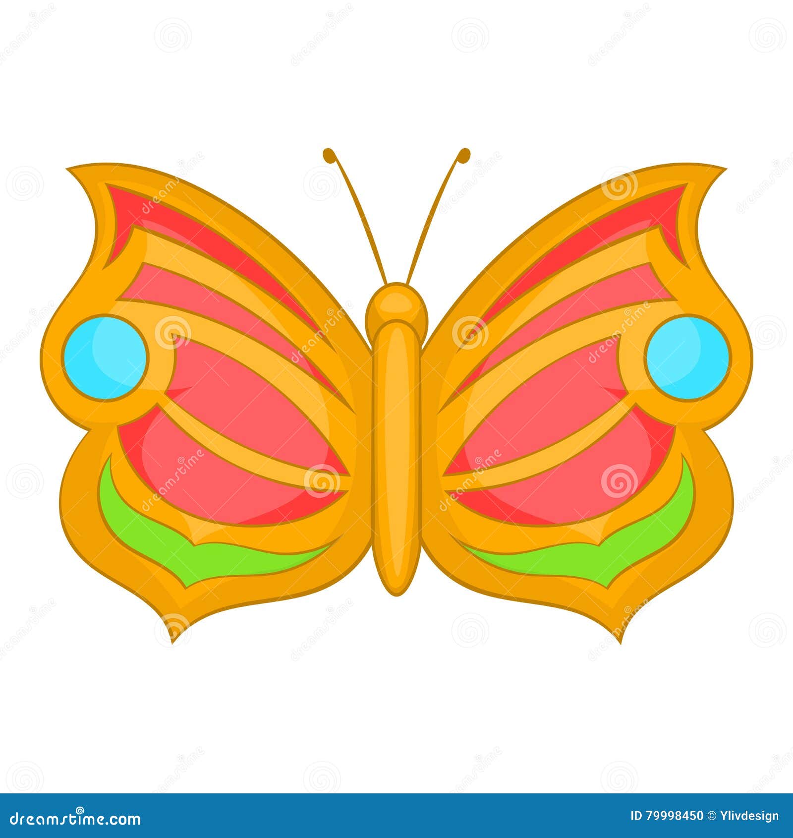 Butterfly with Circle on Wings Icon, Cartoon Style Stock Vector ...
