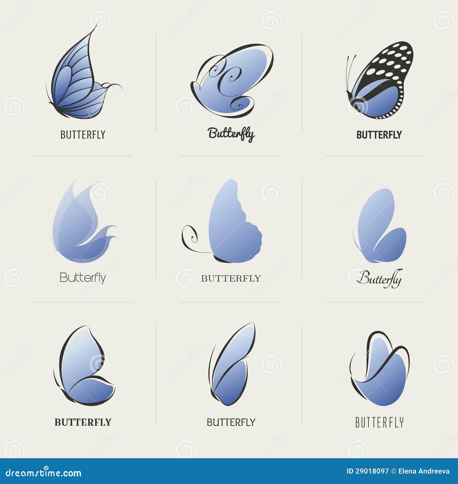 Butterfly. Collection of Design Elements Stock Vector - Illustration of ...