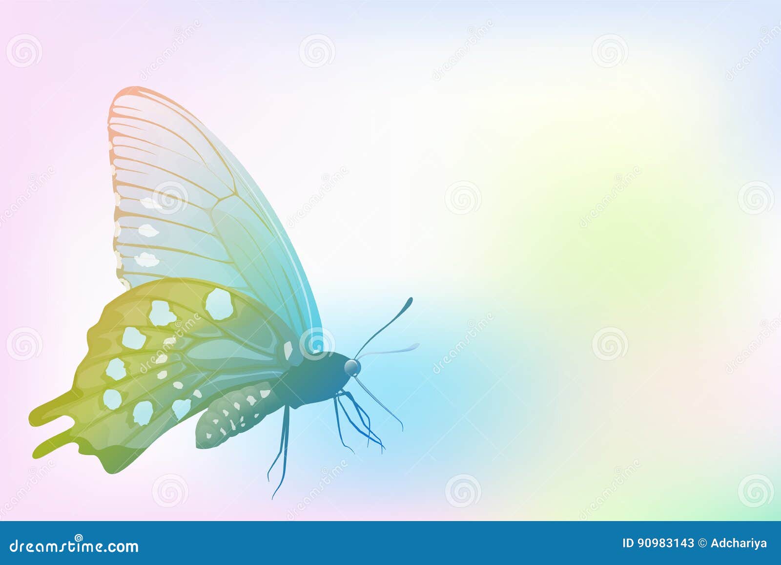 Butterfly on Colorful Gradient Tone Background Stock Vector ...