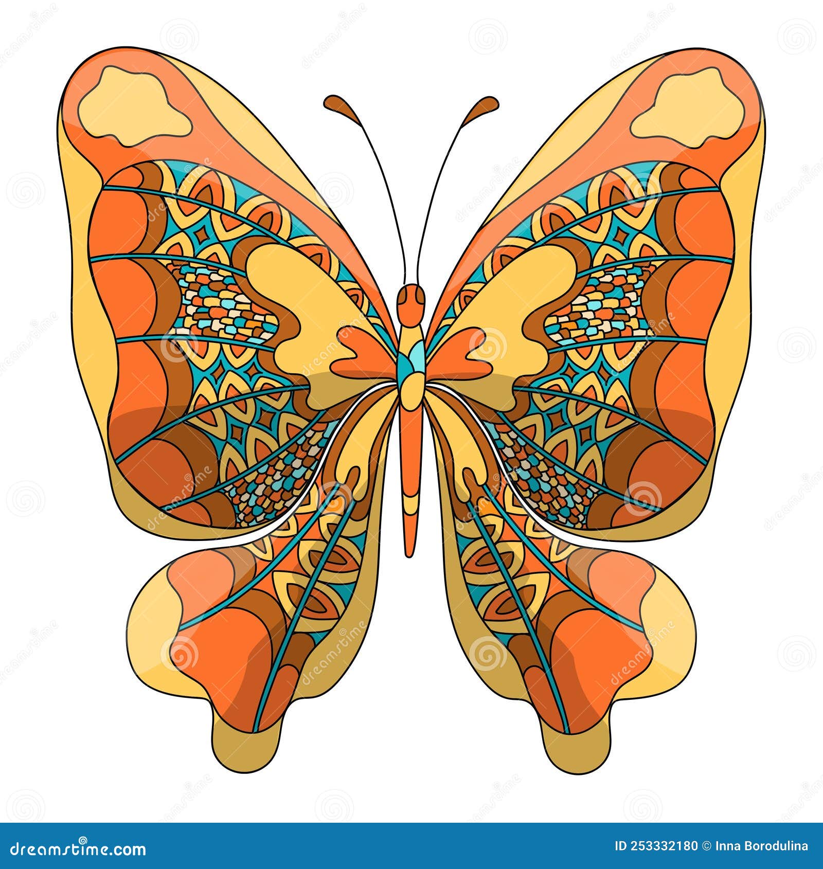 Butterfly Coloring Page For Adults Antistress In Zentangle Style