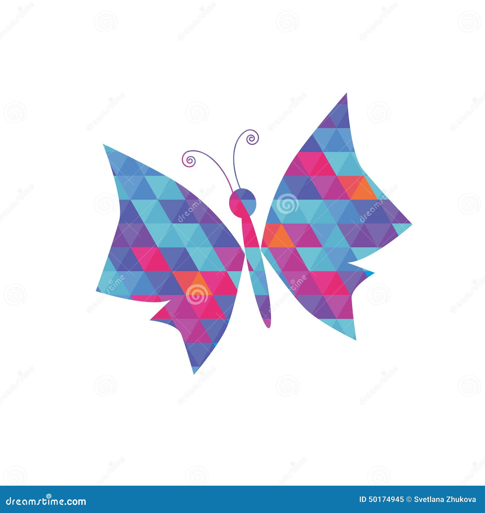 Butterfly With Coloured Triangle Pattern Cartoon Vector | CartoonDealer ...