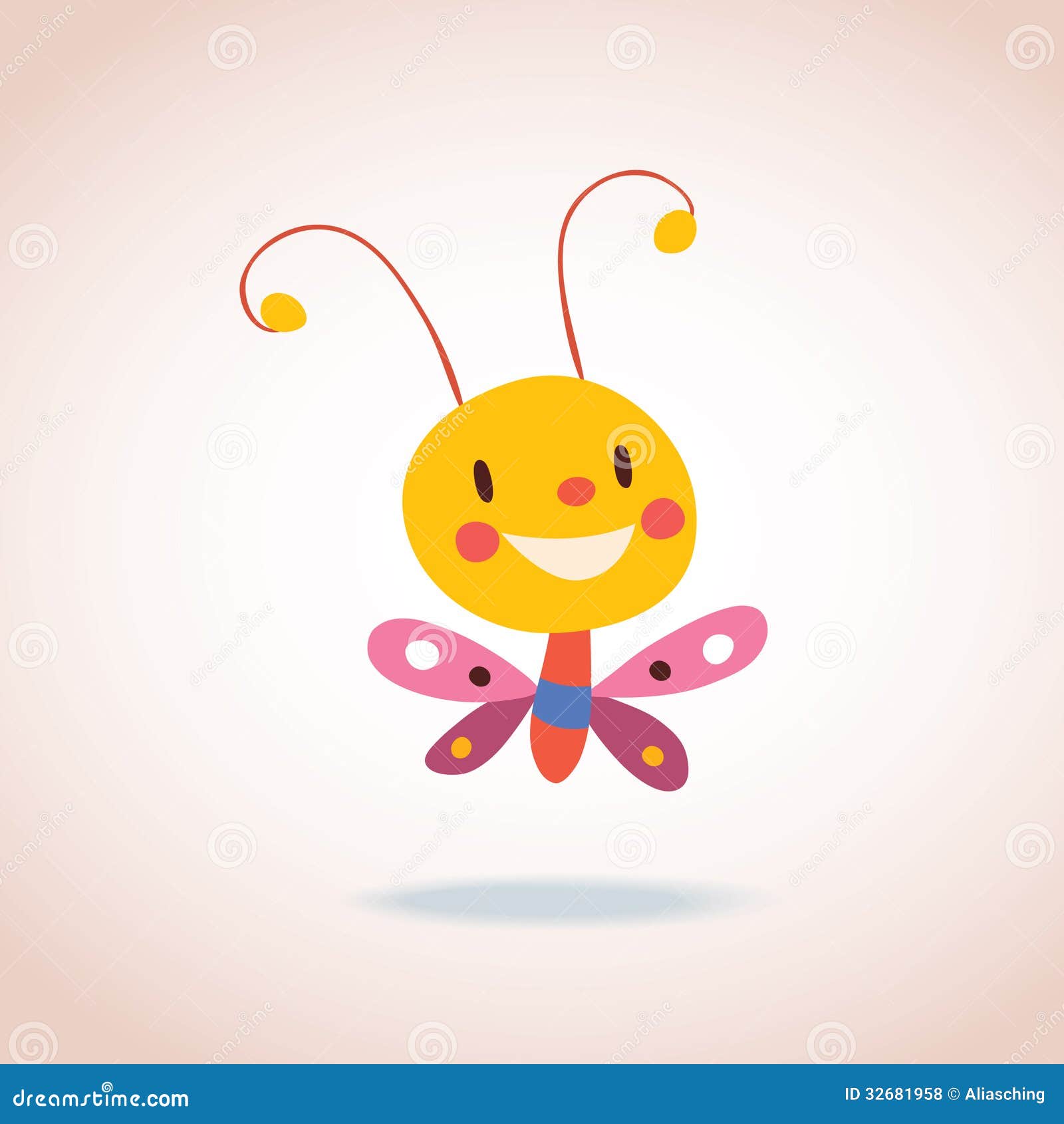 Butterfly stock vector. Illustration of smile, cartoon - 32681958