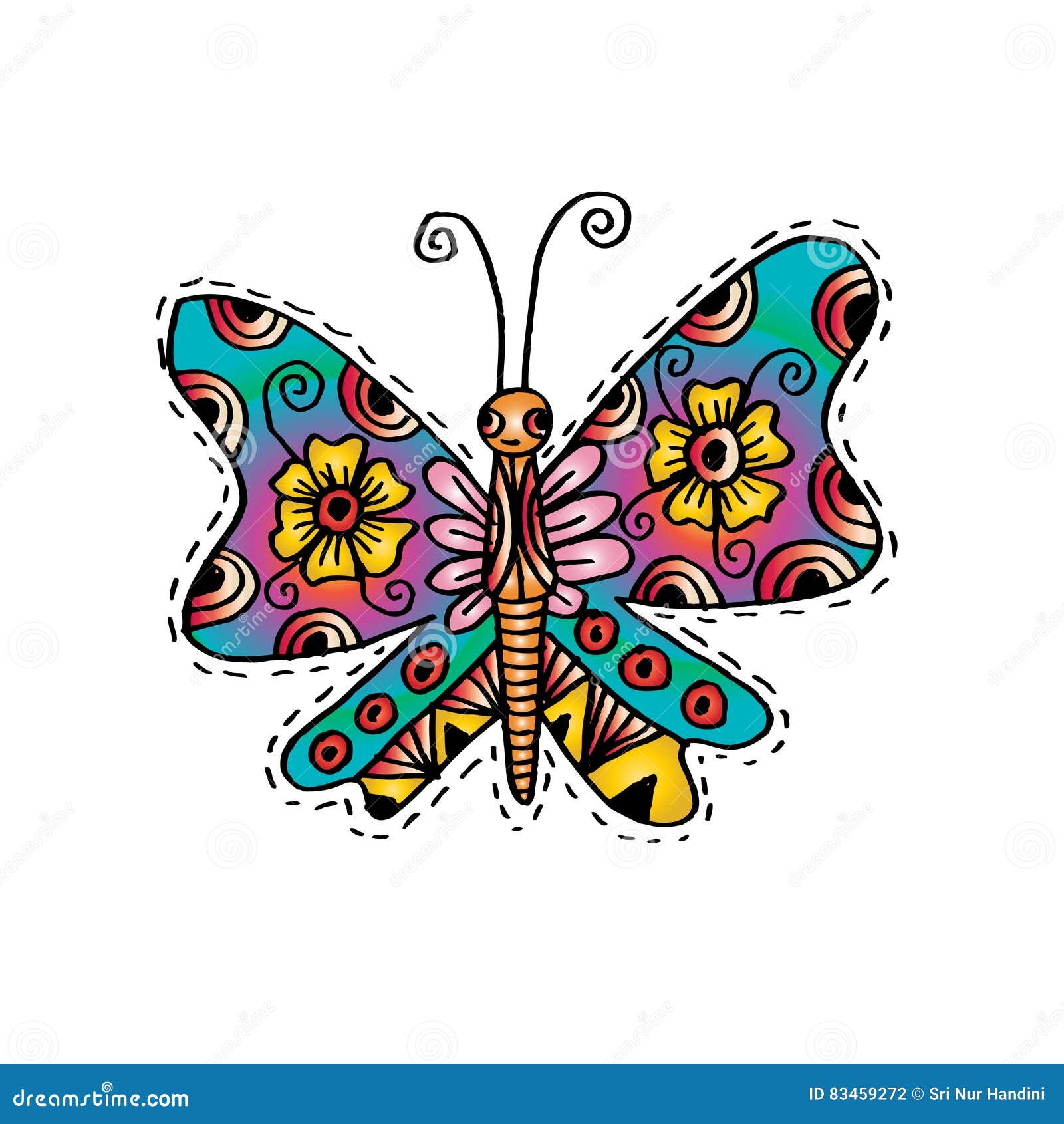 Butterfly with Decorative Style Stock Illustration - Illustration of ...