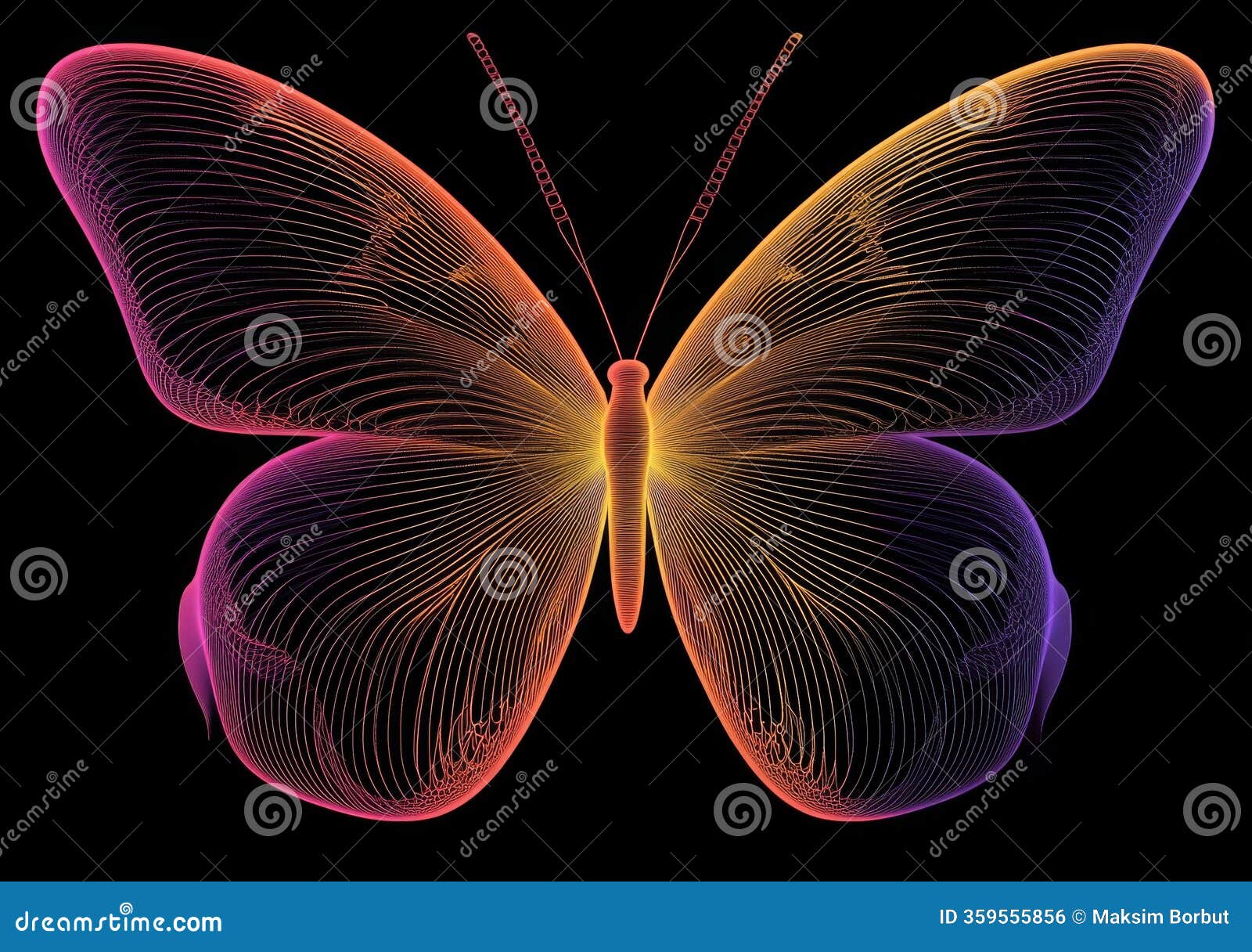 The Butterfly is Depicted in Abstract Line Art with Artistic Lighting ...