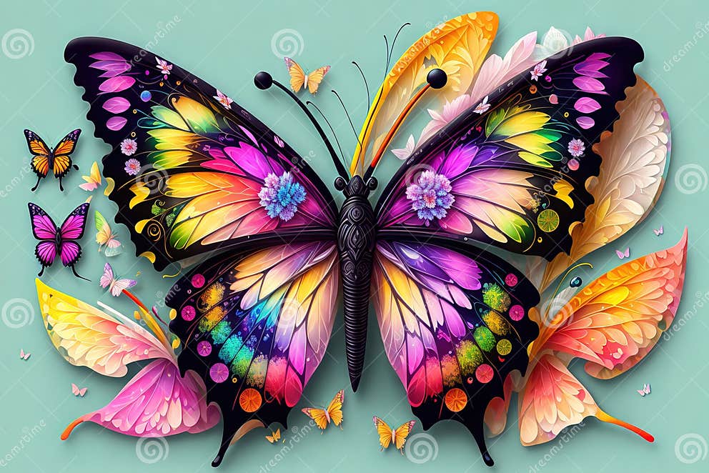 Butterfly Design with Multi Color by AI Generated Stock Illustration ...
