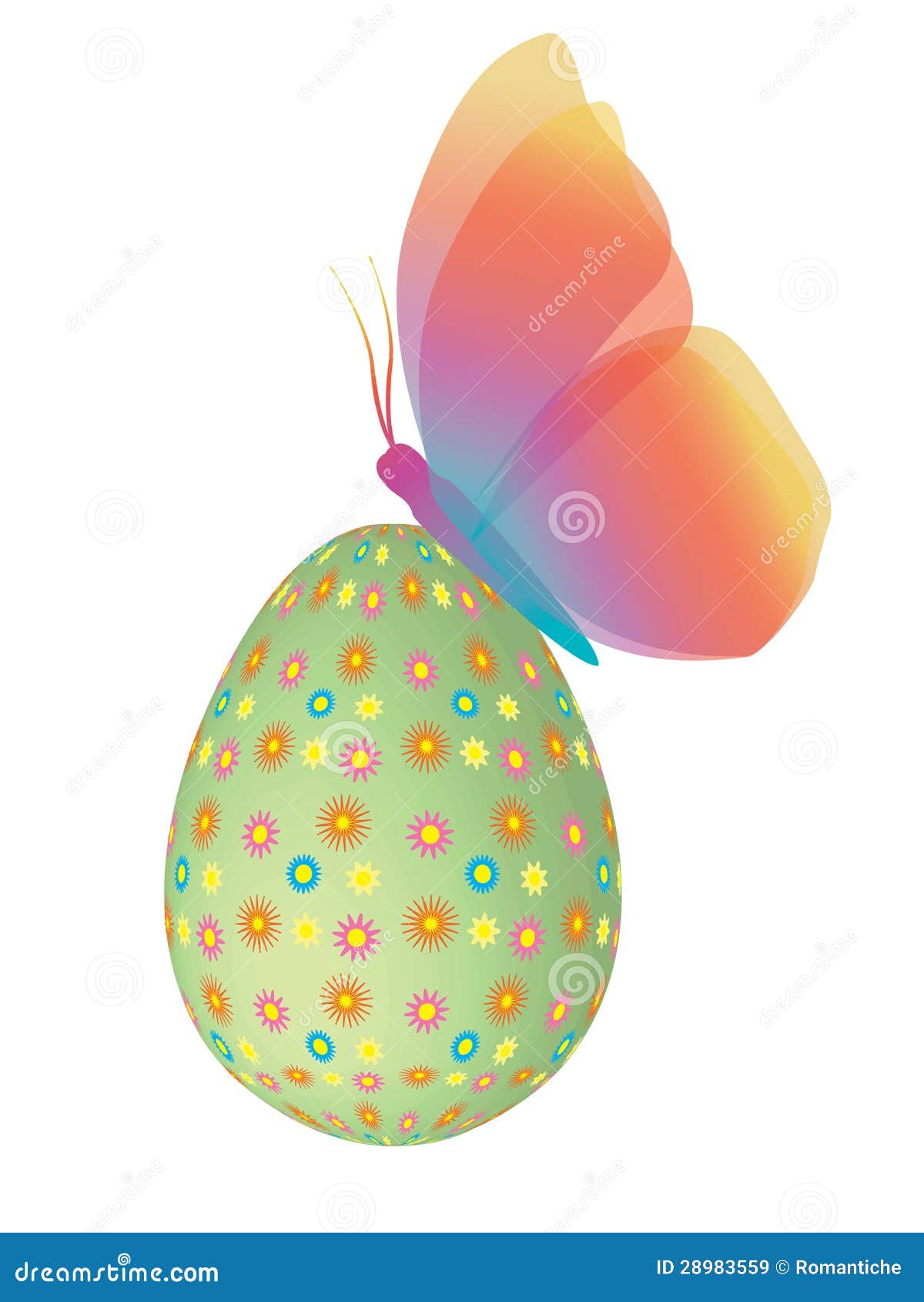 Butterfly on Easter Painted Egg Stock Vector - Illustration of food ...