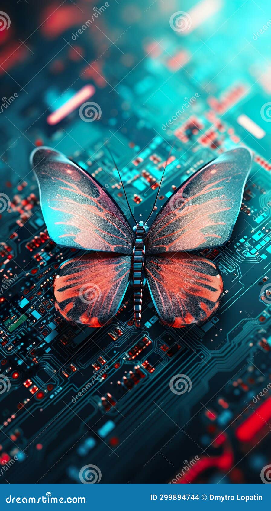 Butterfly on Electronic Microchip, Integration of Nature and Technology ...