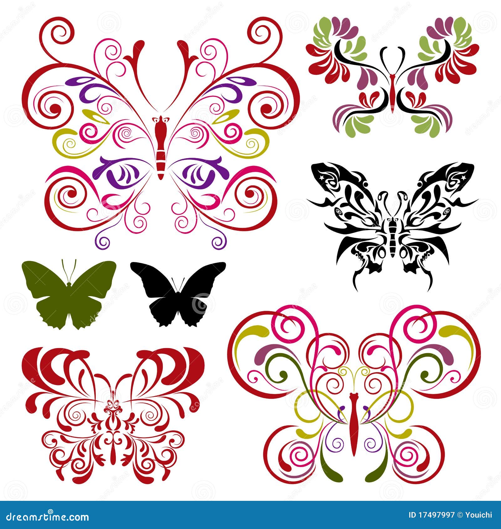 Butterfly elements set stock vector. Illustration of decoration - 17497997