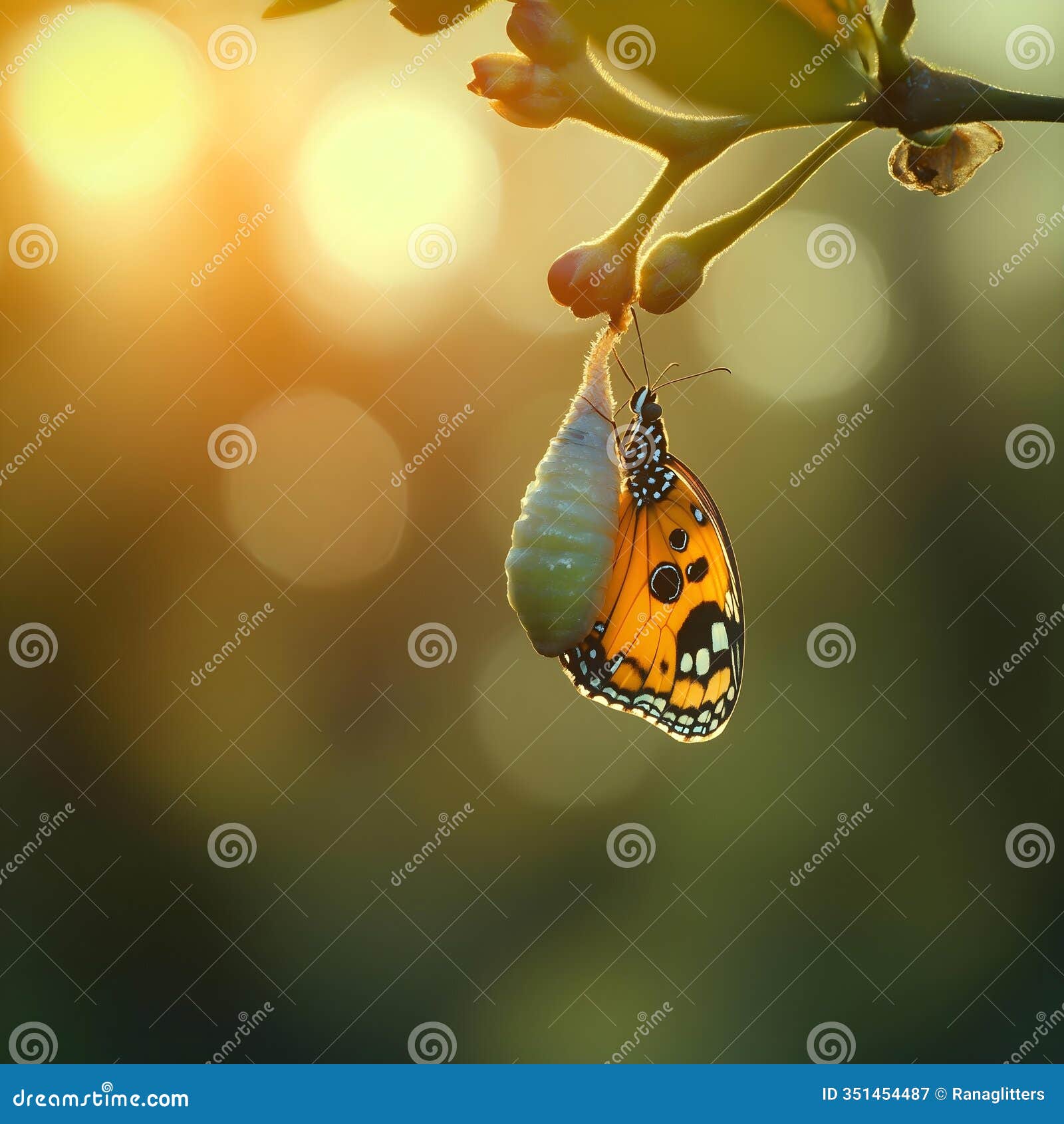 Butterfly Emergence from Chrysalis in Nature Stock Illustration ...
