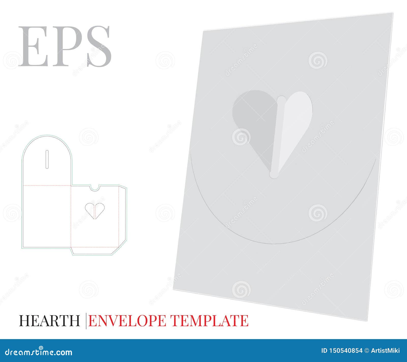 Envelope Template, Vector with Die Cut / Laser Cut Lines. White, Blank ...
