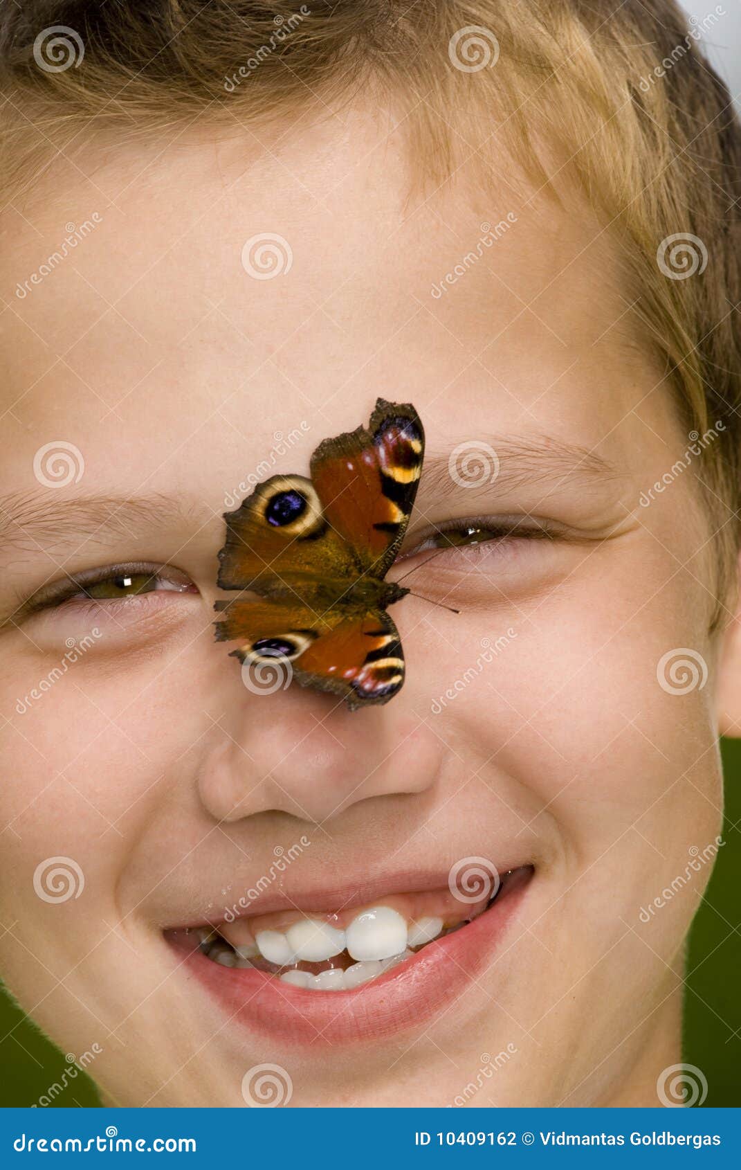 Butterfly on face stock photo. Image of smiling, monarch - 10409162