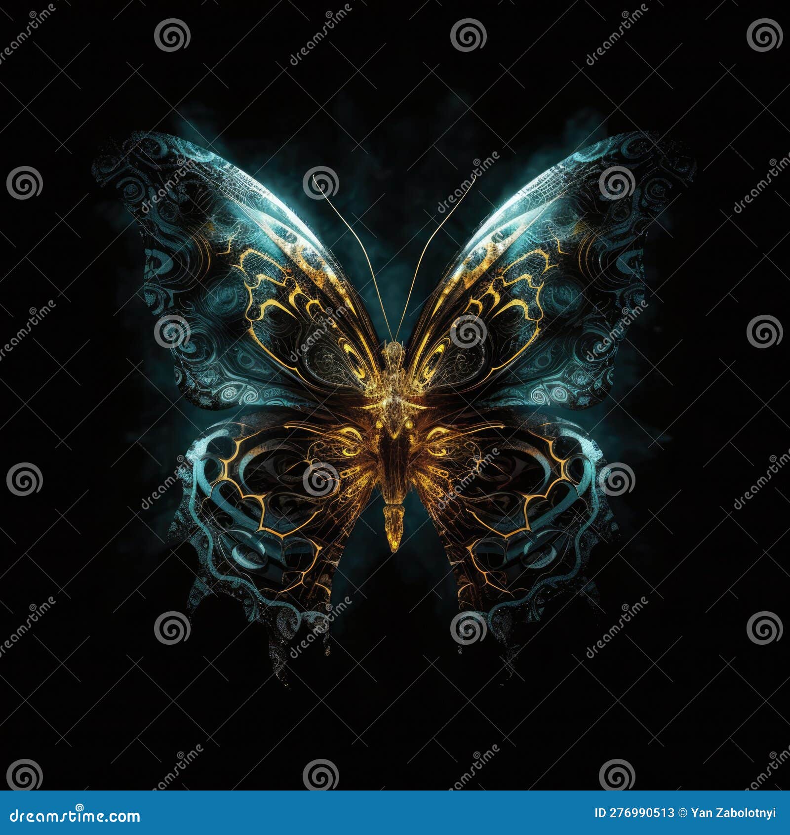Butterfly Face Shape In Fire On Black Background. Generative AI Royalty ...