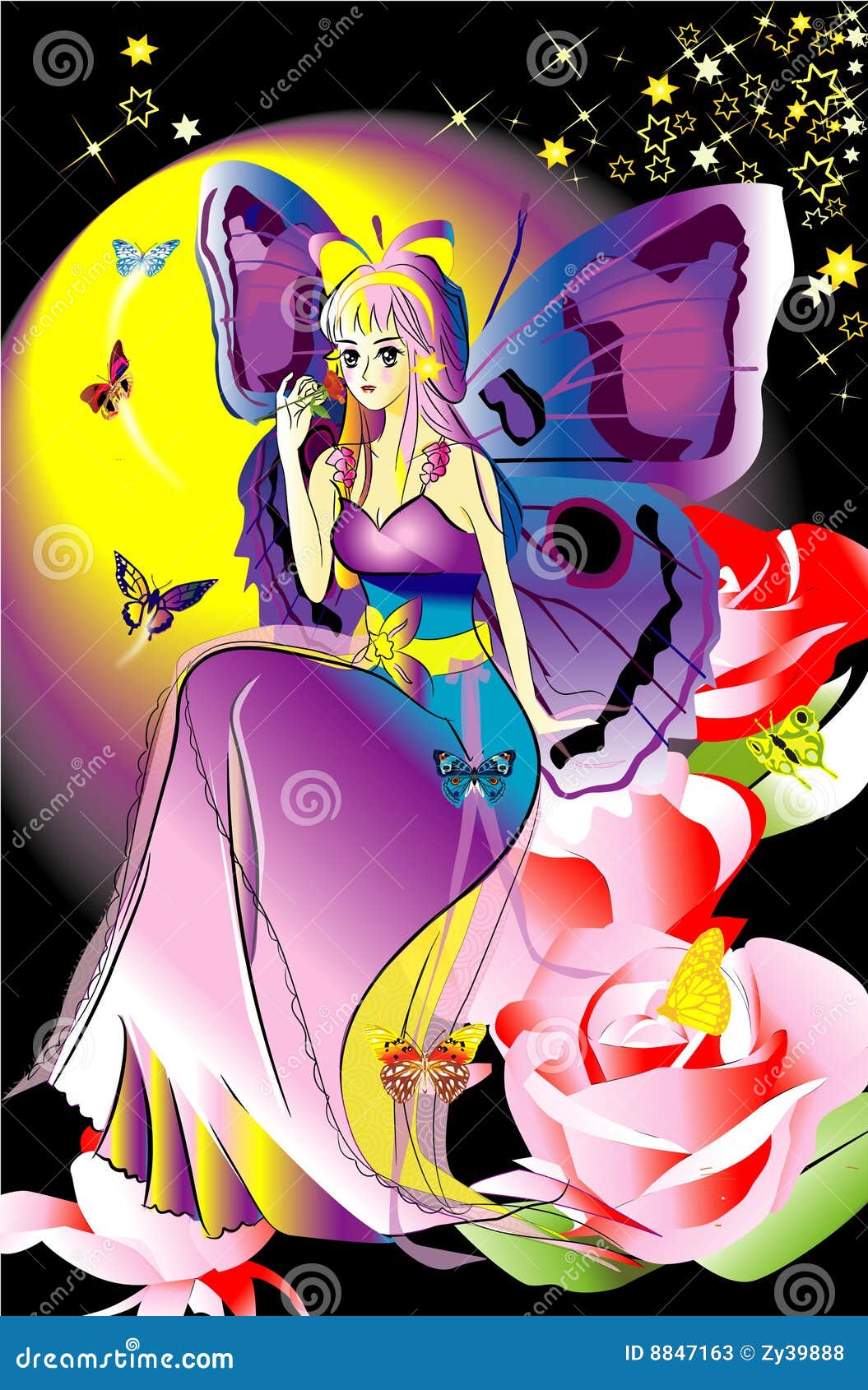 Butterfly fairy stock illustration. Illustration of fluorescent - 8847163