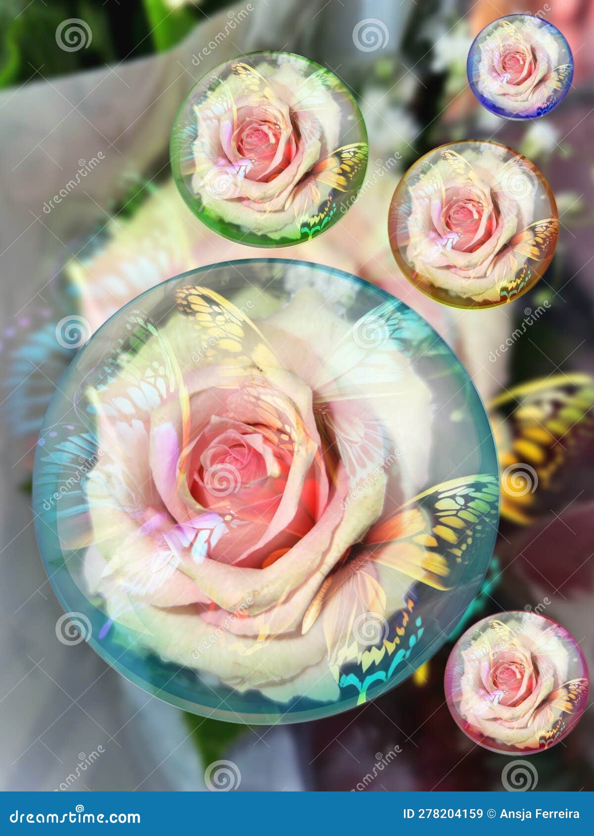 Butterfly Fantasy Roses Royalty-Free Stock Photography | CartoonDealer ...