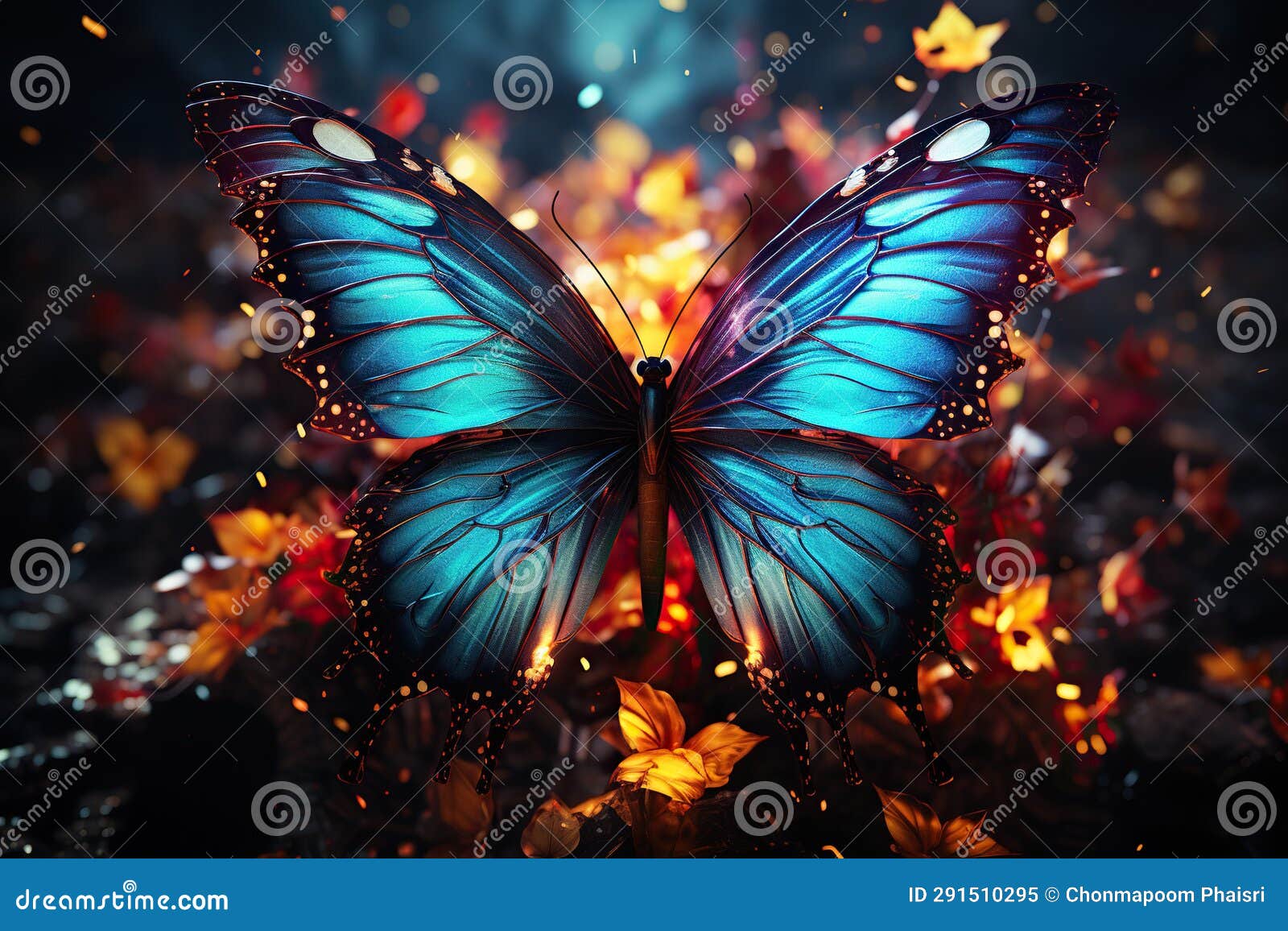 Butterfly on Fire Background. 3d Illustration. 3d Rendering Stock ...