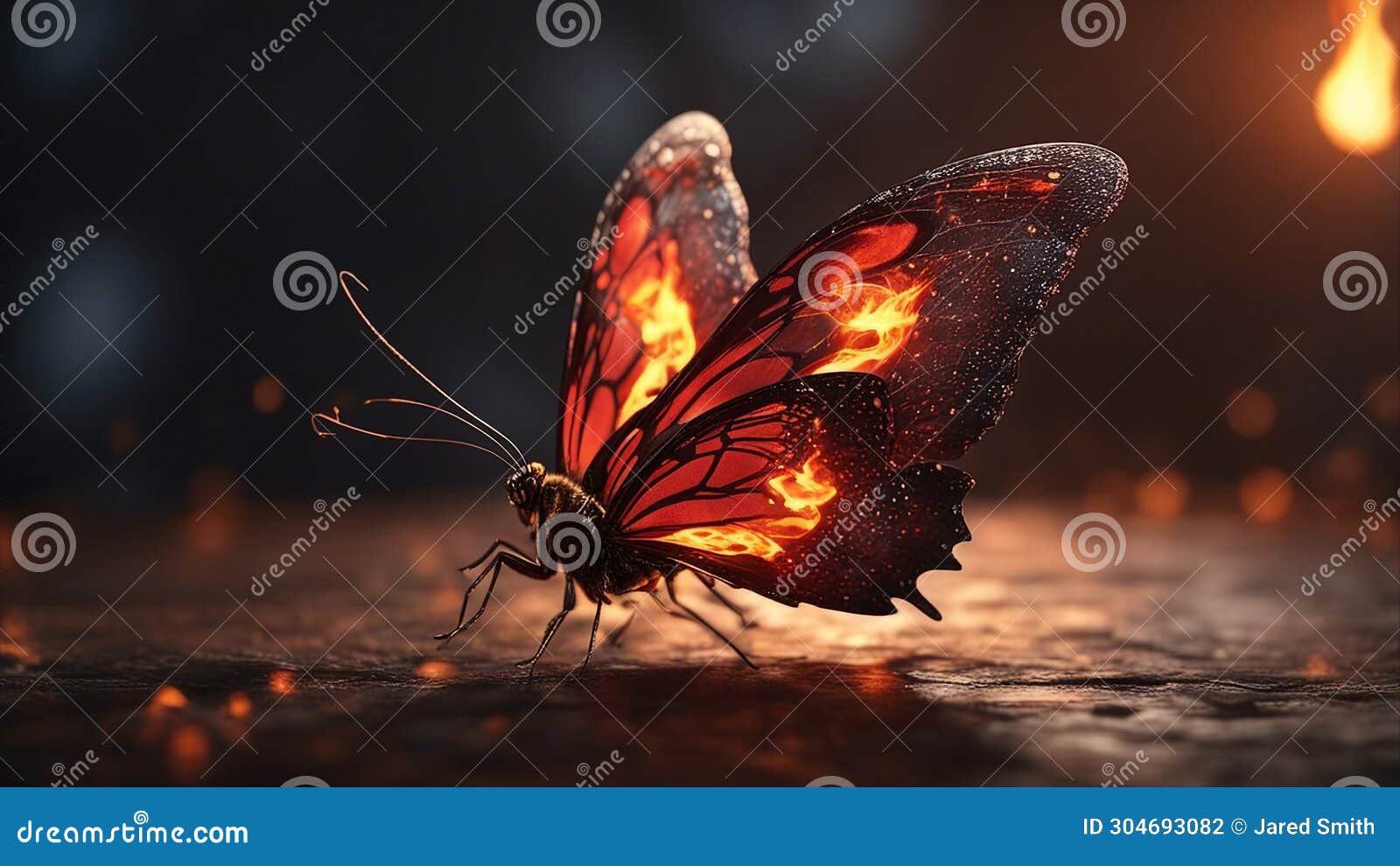 Butterfly on Fire Render of a Demon Butterfly with Flames Stock ...