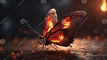 Butterfly on Fire Render of a Demon Butterfly with Flames Stock ...
