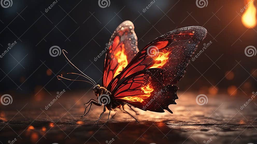 Butterfly on Fire Render of a Demon Butterfly with Flames Stock ...