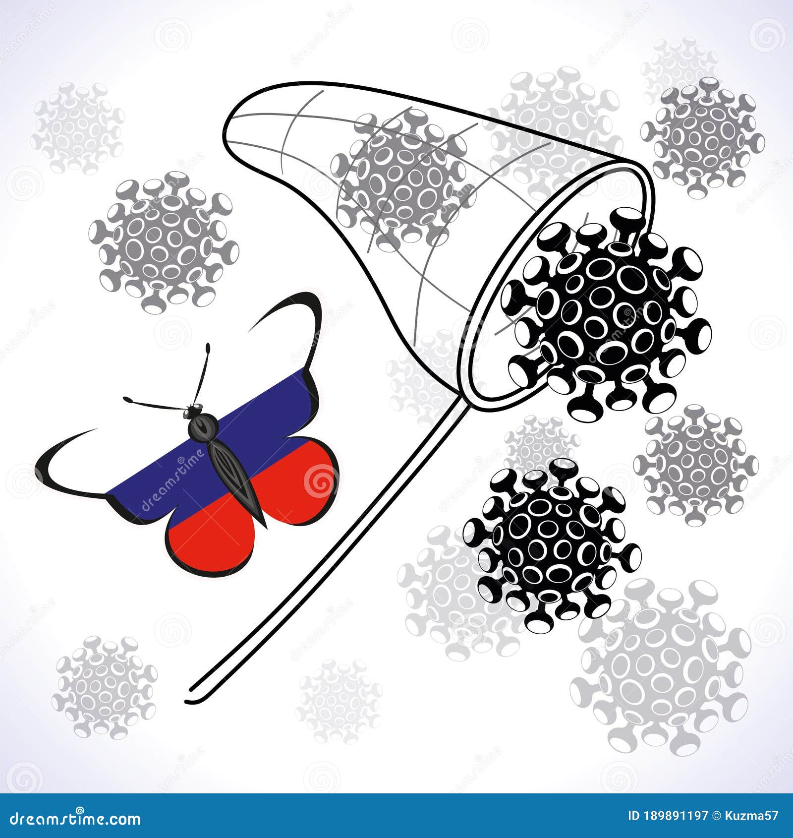 A Butterfly with the Flag of Russia Catches Virus Molecules with a Net ...