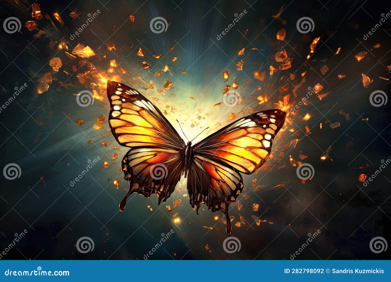 The Butterfly Flies into the Sky. Generative AI Stock Illustration ...