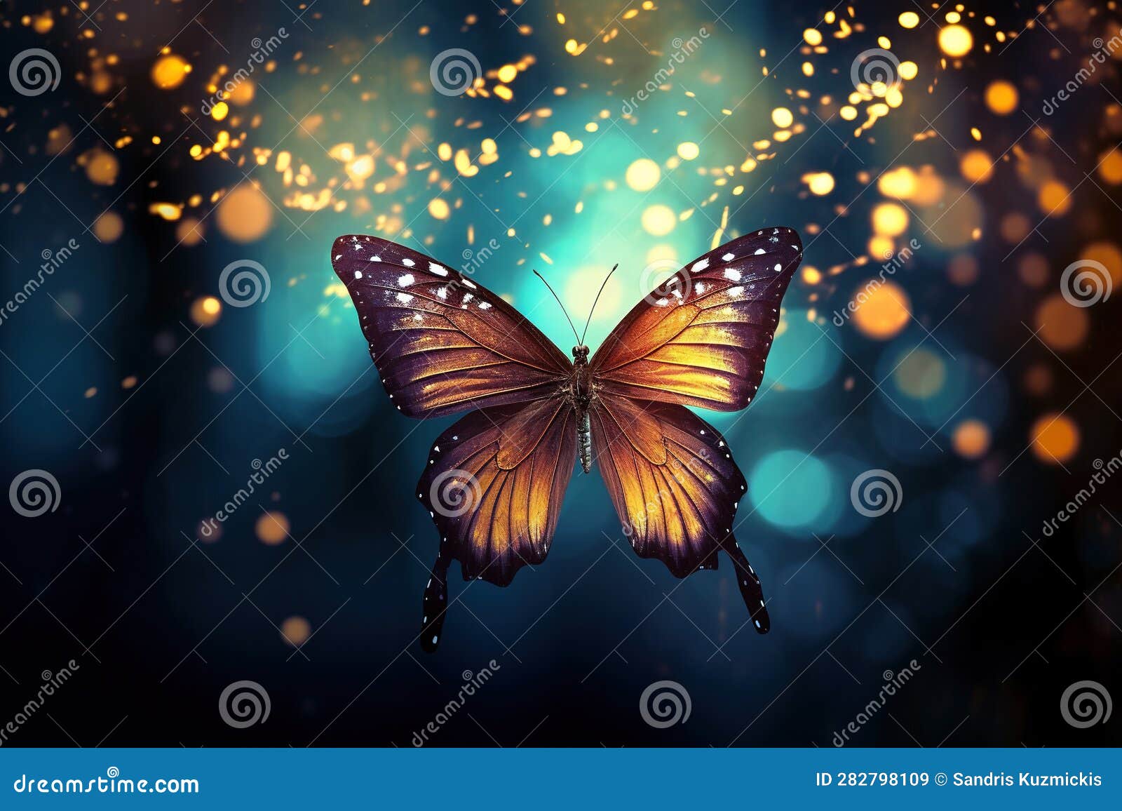 The Butterfly Flies into the Sky. Generative AI Stock Illustration ...