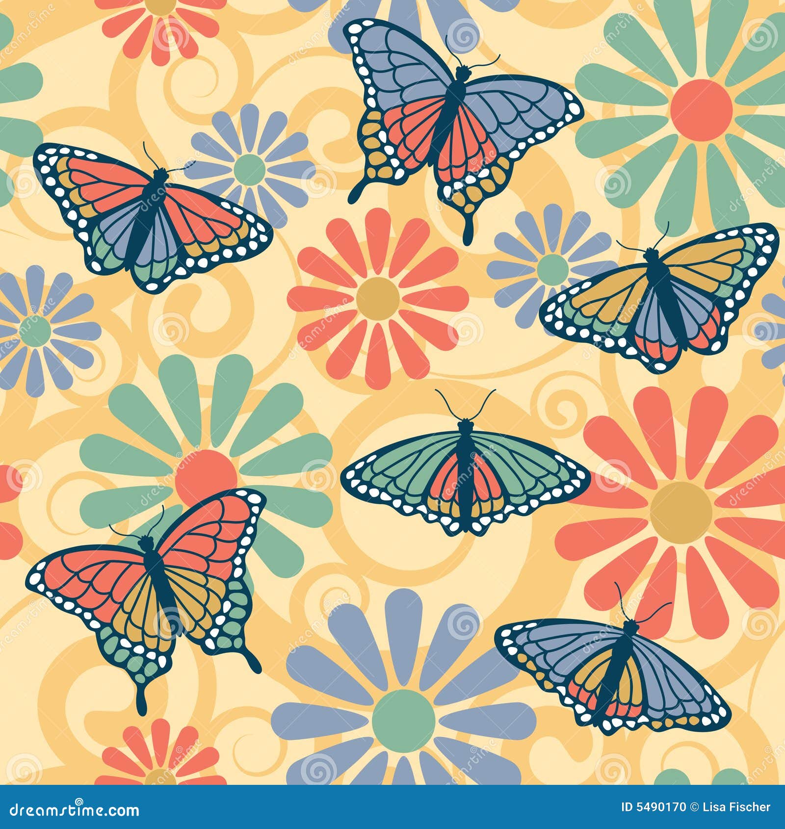 Butterfly Flower Pattern stock vector. Illustration of coils - 5490170