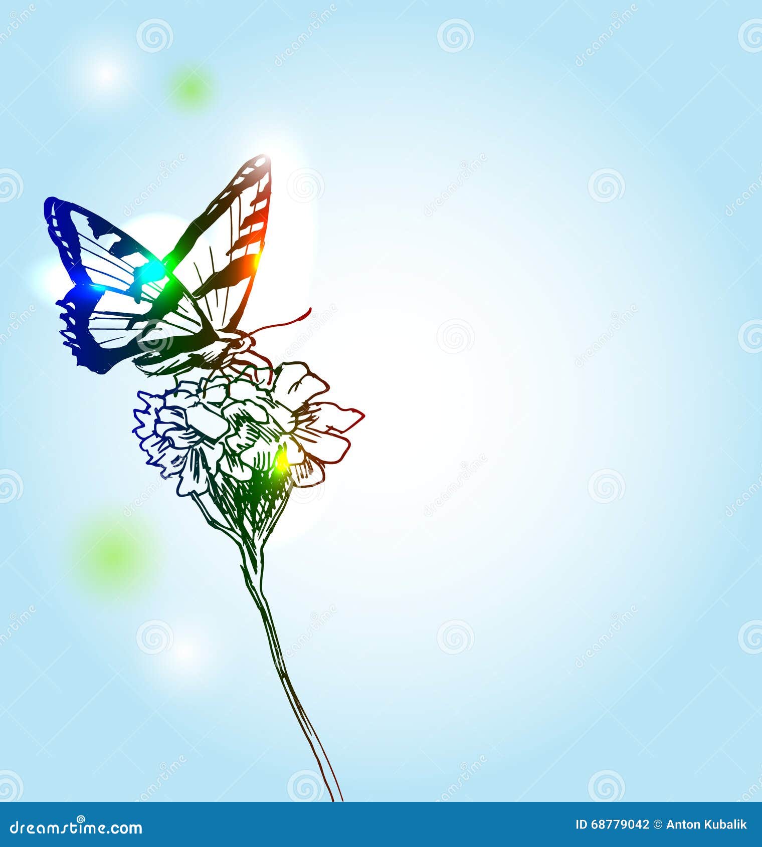 Butterfly and flower stock vector. Illustration of europe - 68779042