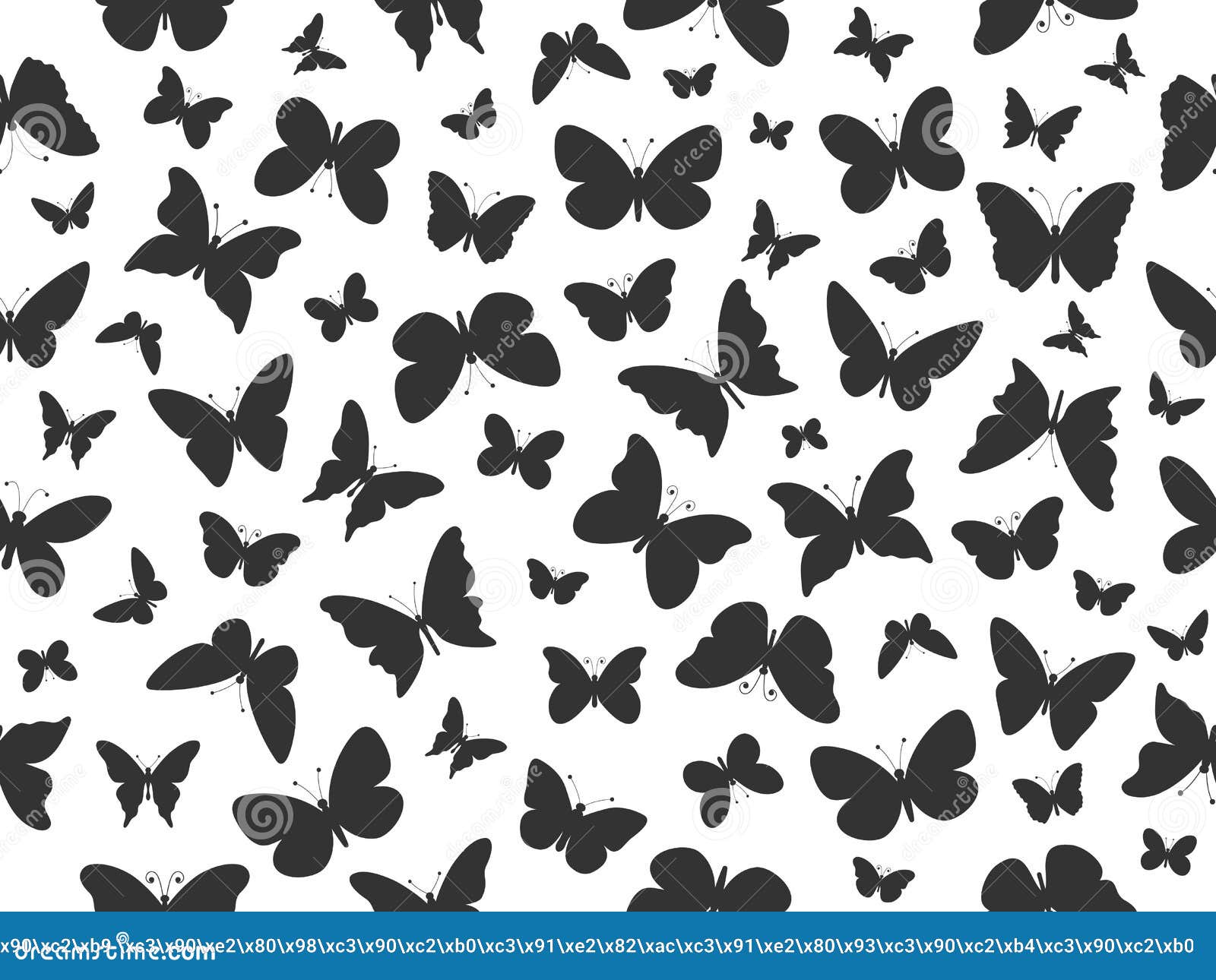 Butterfly Flying Silhouette Seamless Pattern Stock Illustration ...