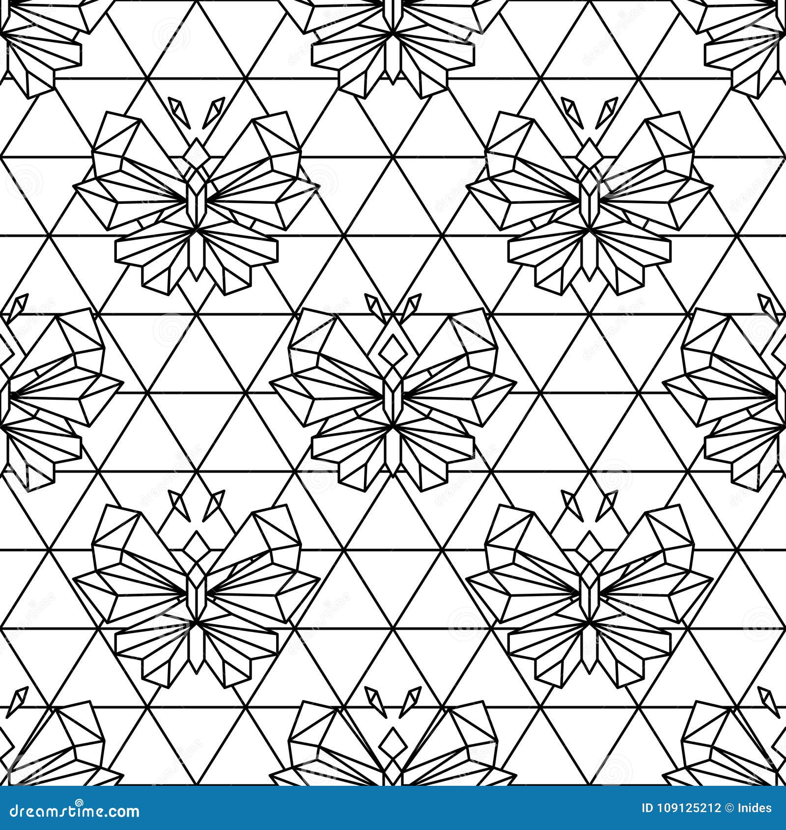 Butterfly Geometric Line Style Seamless Vector Pattern. Stock Vector ...