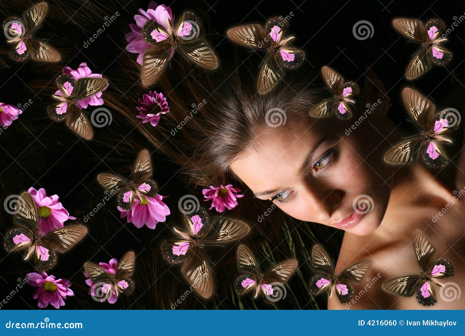 Butterfly girl stock photo. Image of insect, face, beauty - 4216060