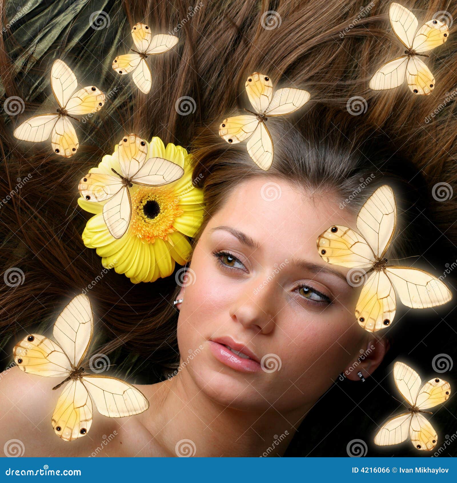 Butterfly girl stock photo. Image of animal, antenna, lips - 4216066