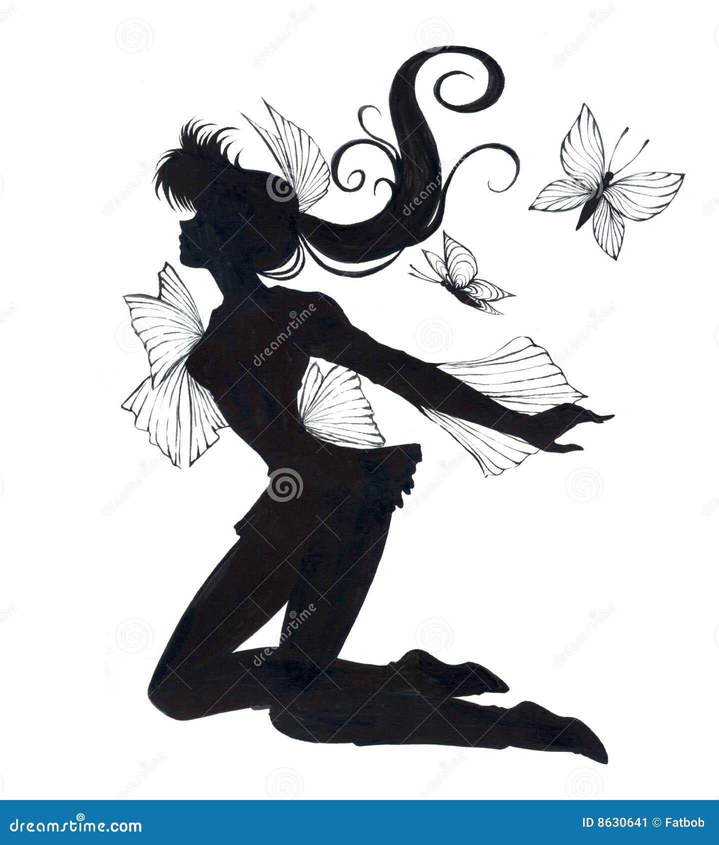 Butterfly Girl stock illustration. Illustration of designing - 8630641