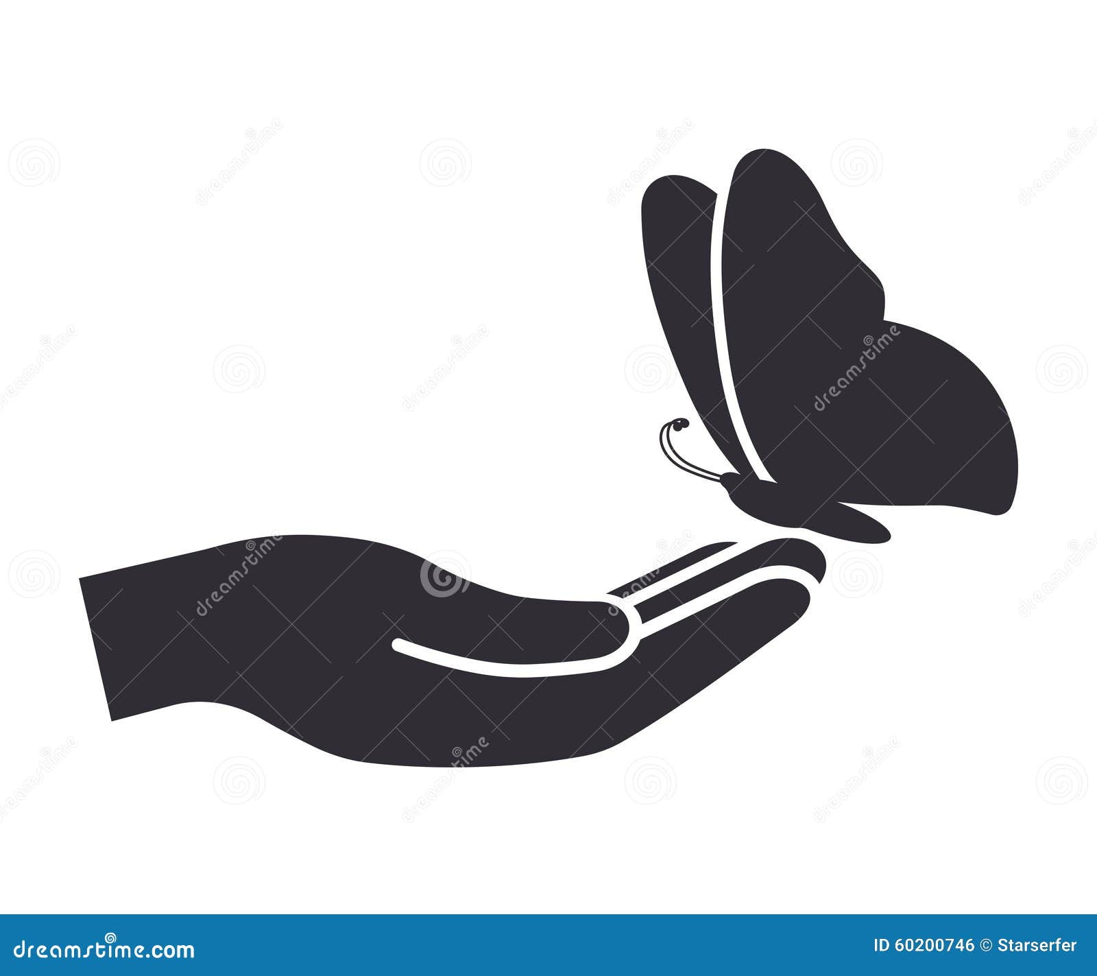 Butterfly on the hand icon stock vector. Illustration of gesture - 60200746