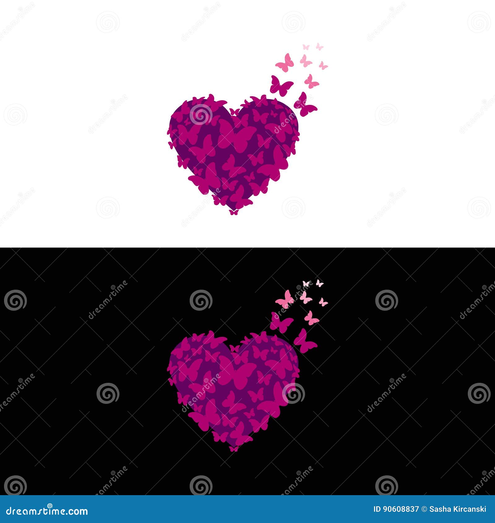 Butterfly heart stock vector. Illustration of butterfly - 90608837