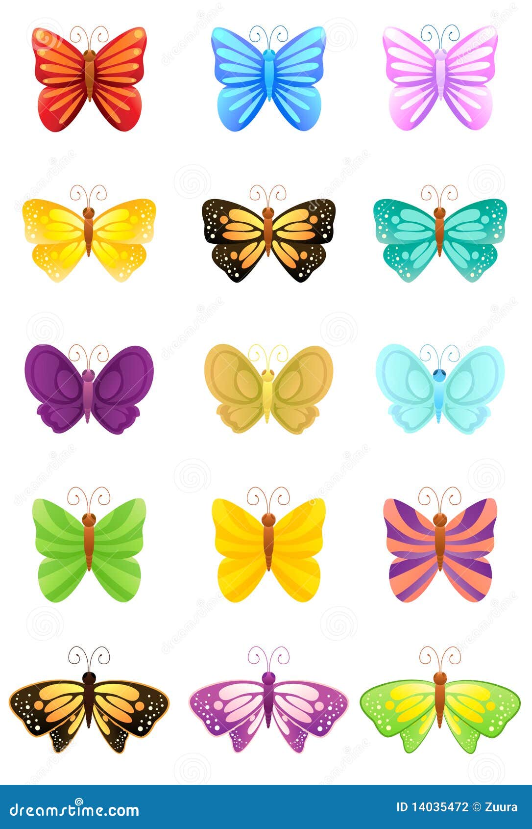 Butterfly icons set stock vector. Illustration of icons - 14035472