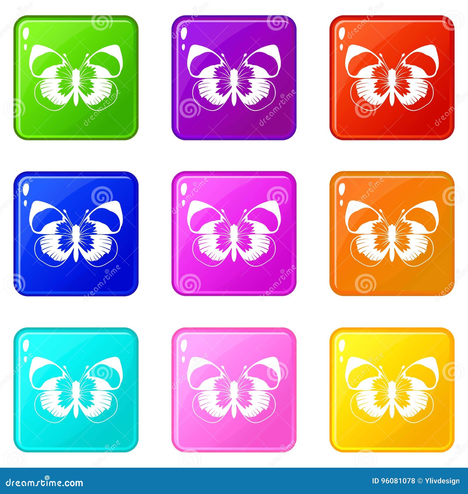 Butterfly icons 9 set stock vector. Illustration of design - 96081078