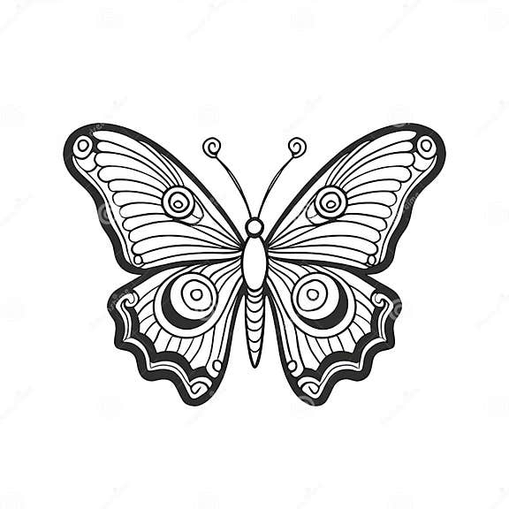 Butterfly Illustration with Decorative Patterns on Its Wings, Creating ...