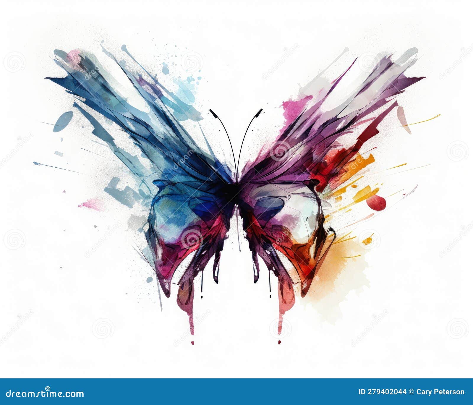 Butterfly Illustrator Profile: Split Half Deployed Wings Stock ...