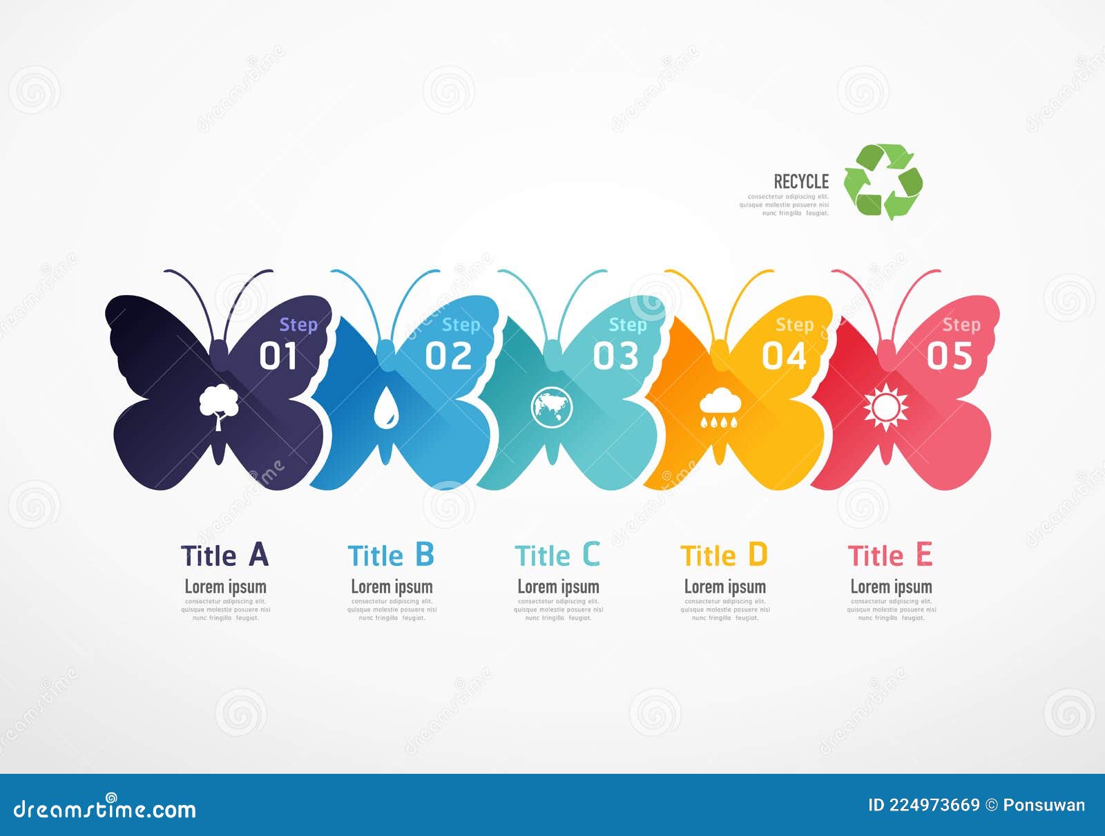 Butterfly Infographic. Nature Zero Waste Concept. Vector Slide Template ...