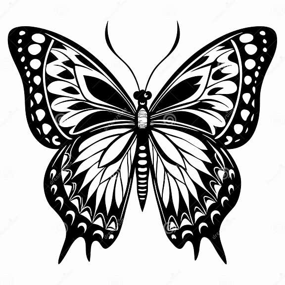 A Butterfly With Intricate And Colorful Wing Patterns Stands Stock Image Illustration Of Black