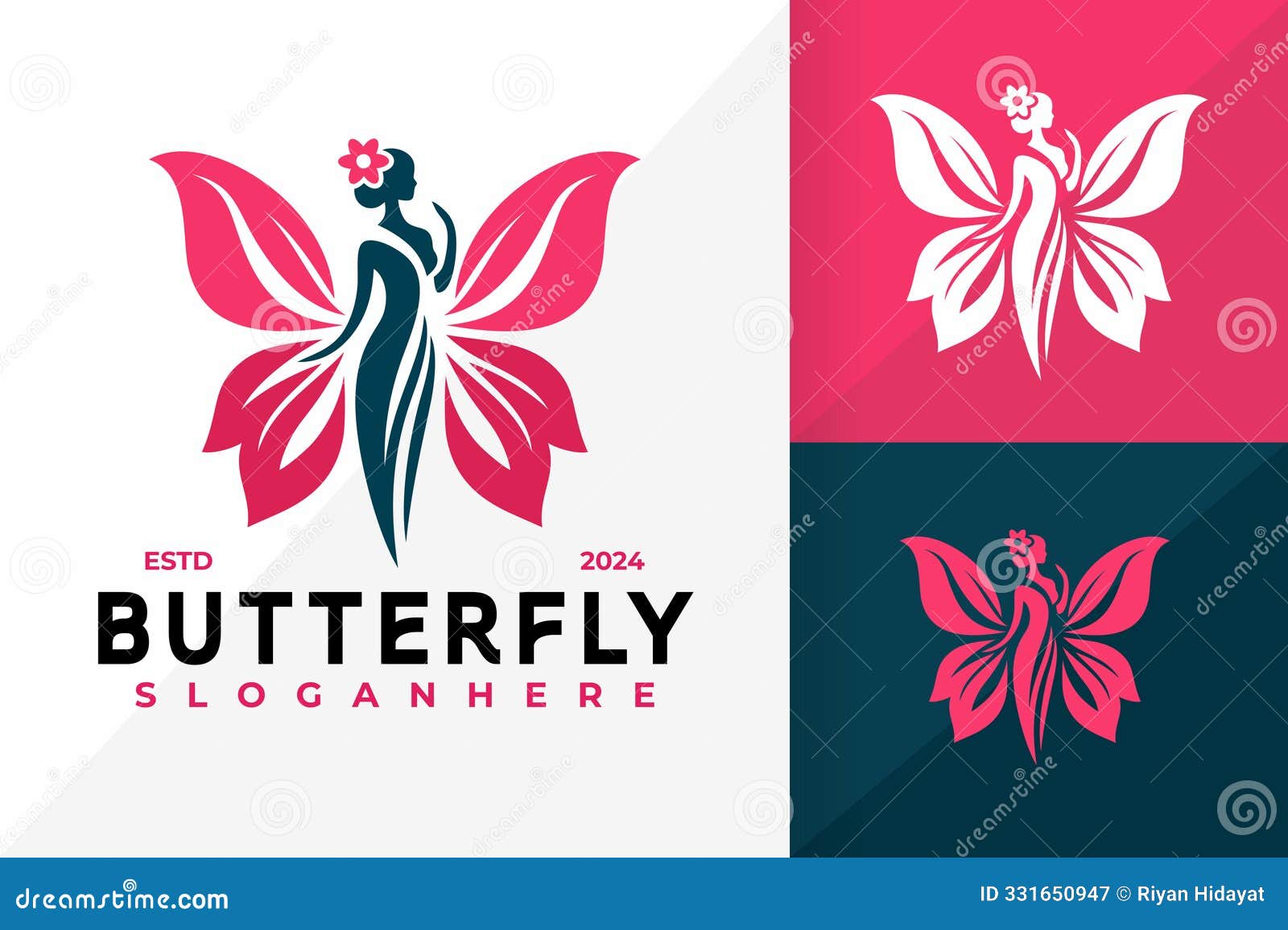 Butterfly Lady Logo Design Vector Symbol Icon Illustration Stock ...