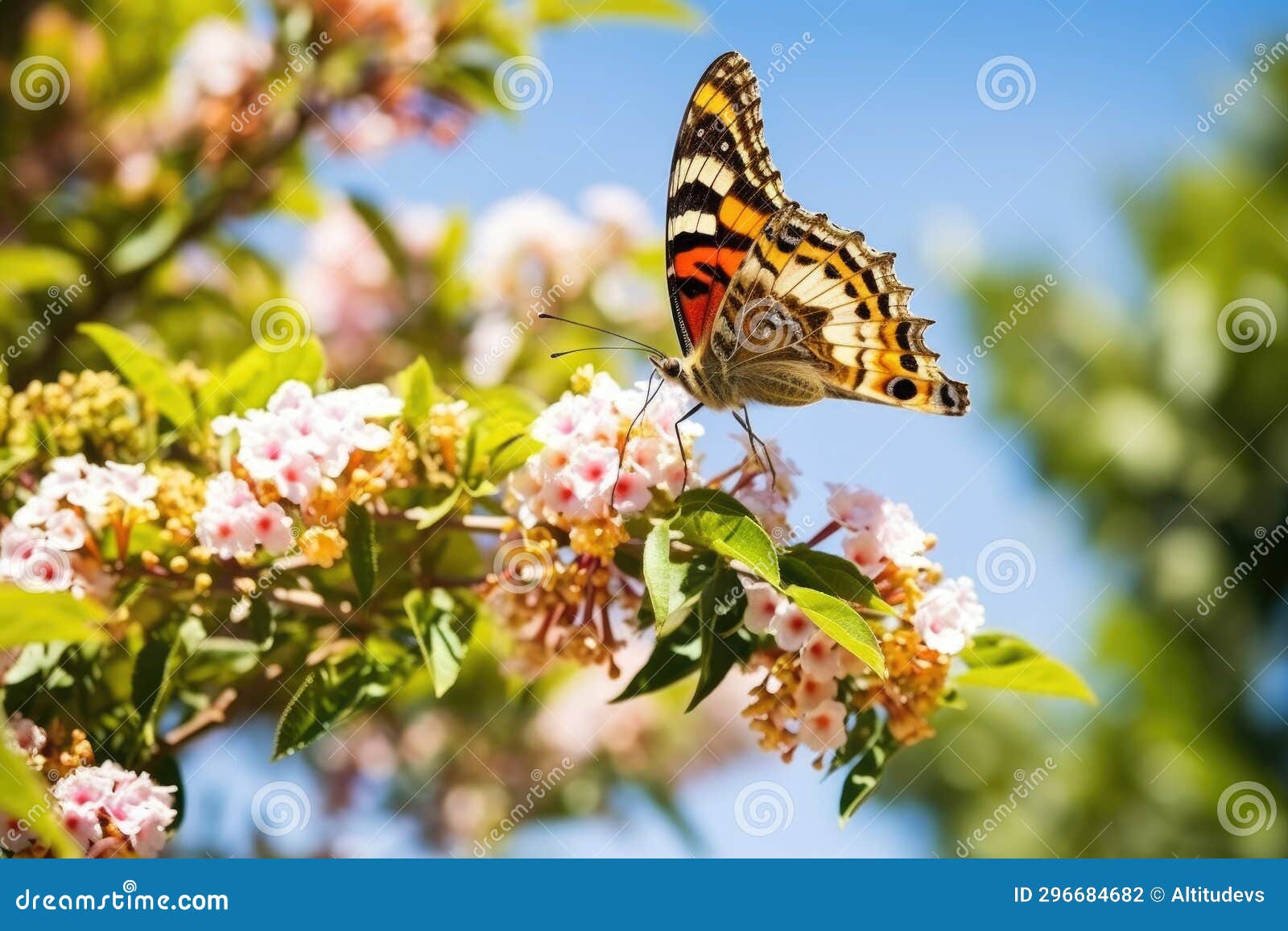 A Butterfly Landing on a Flowering Plant Stock Photo - Image of ...