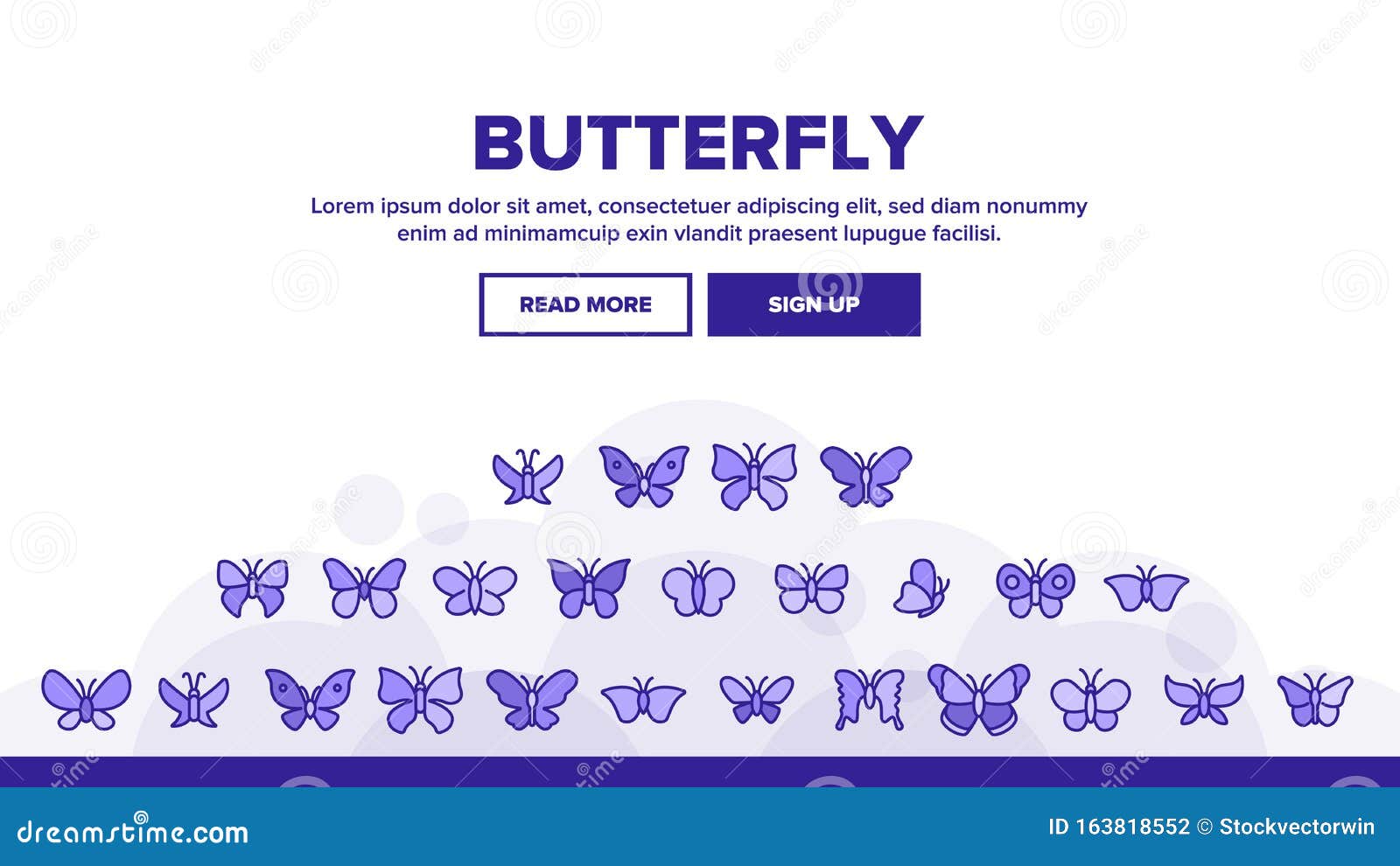 Butterfly Landing Header Vector Stock Vector - Illustration of items ...