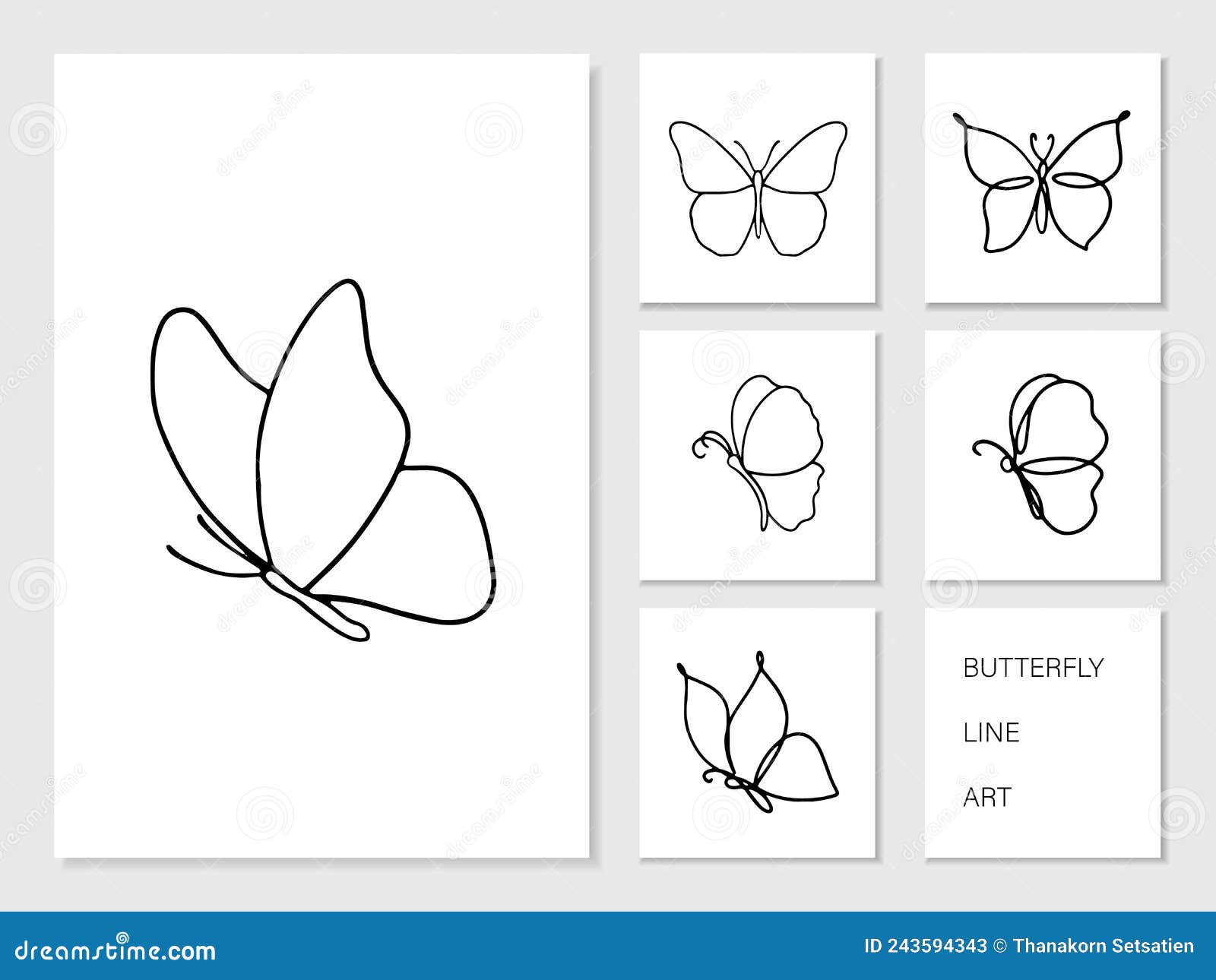 Butterfly Line Art Hand Drawn. Stock Vector - Illustration of doodle ...
