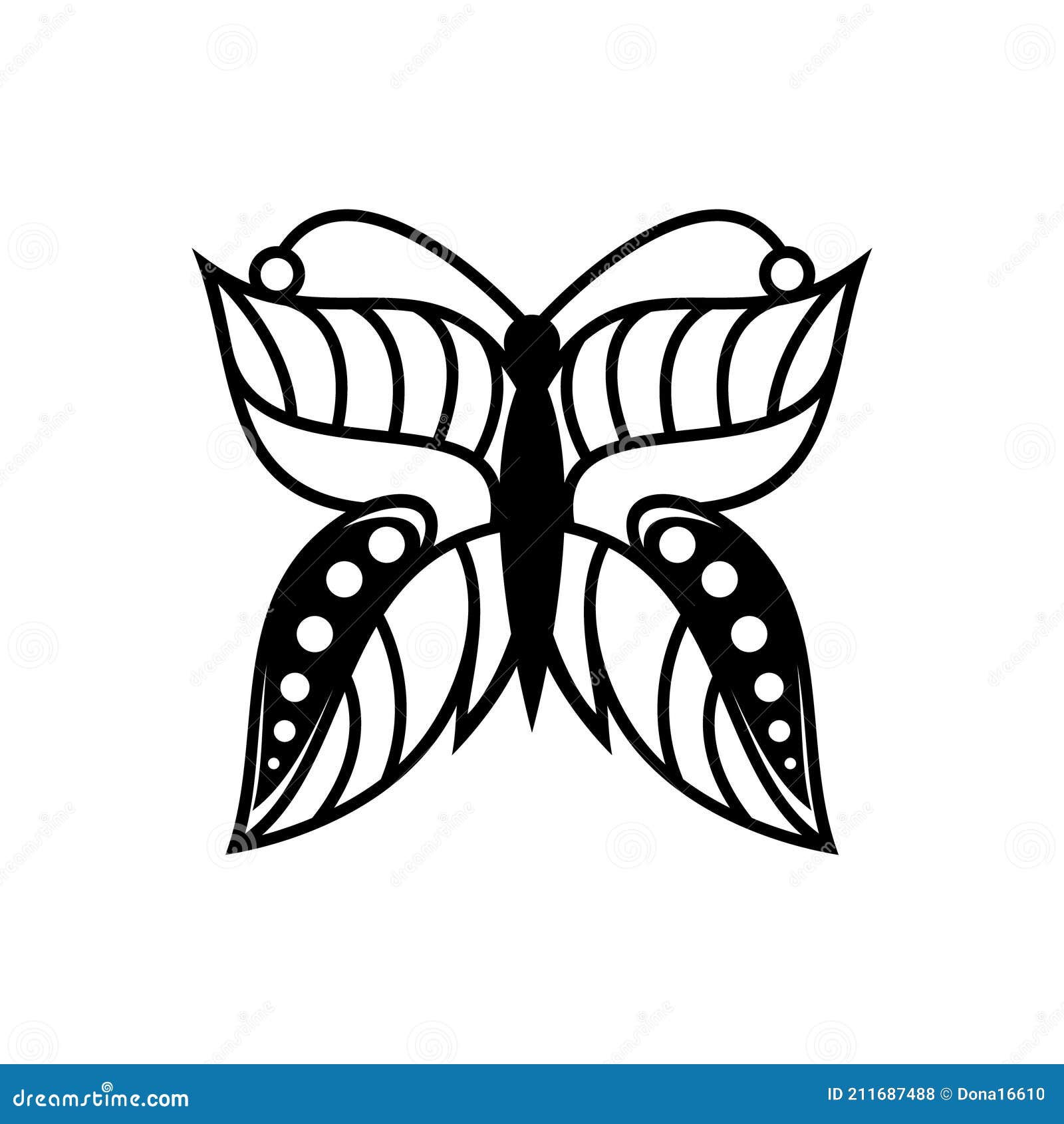 Butterfly vector stock vector. Illustration of monochrome - 211687488