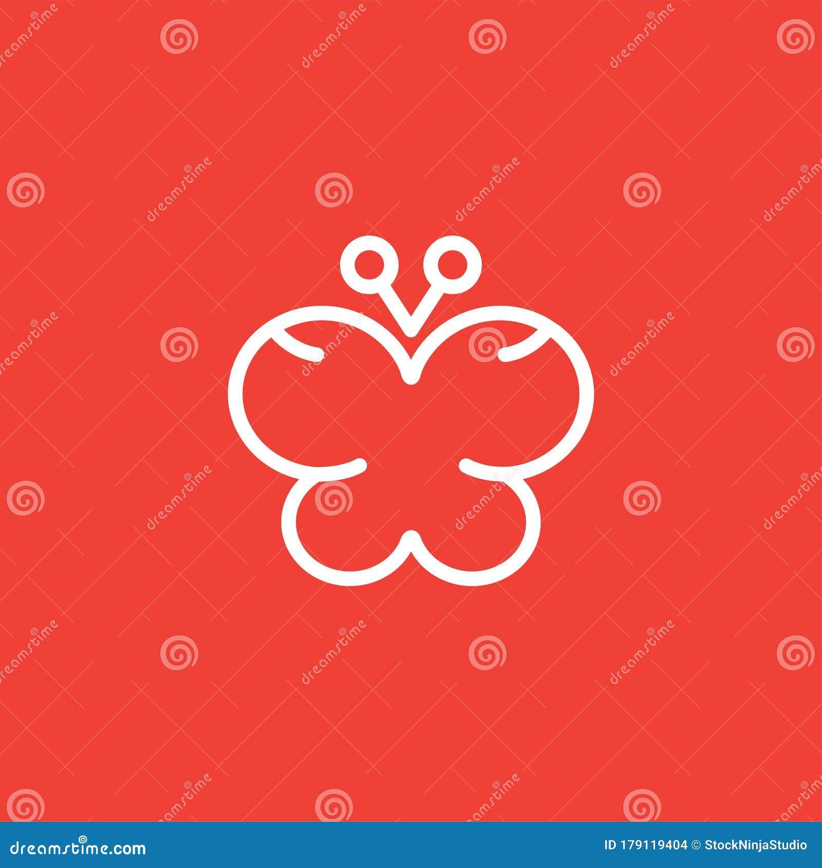 Butterfly Line Icon on Red Background. Red Flat Style Vector ...