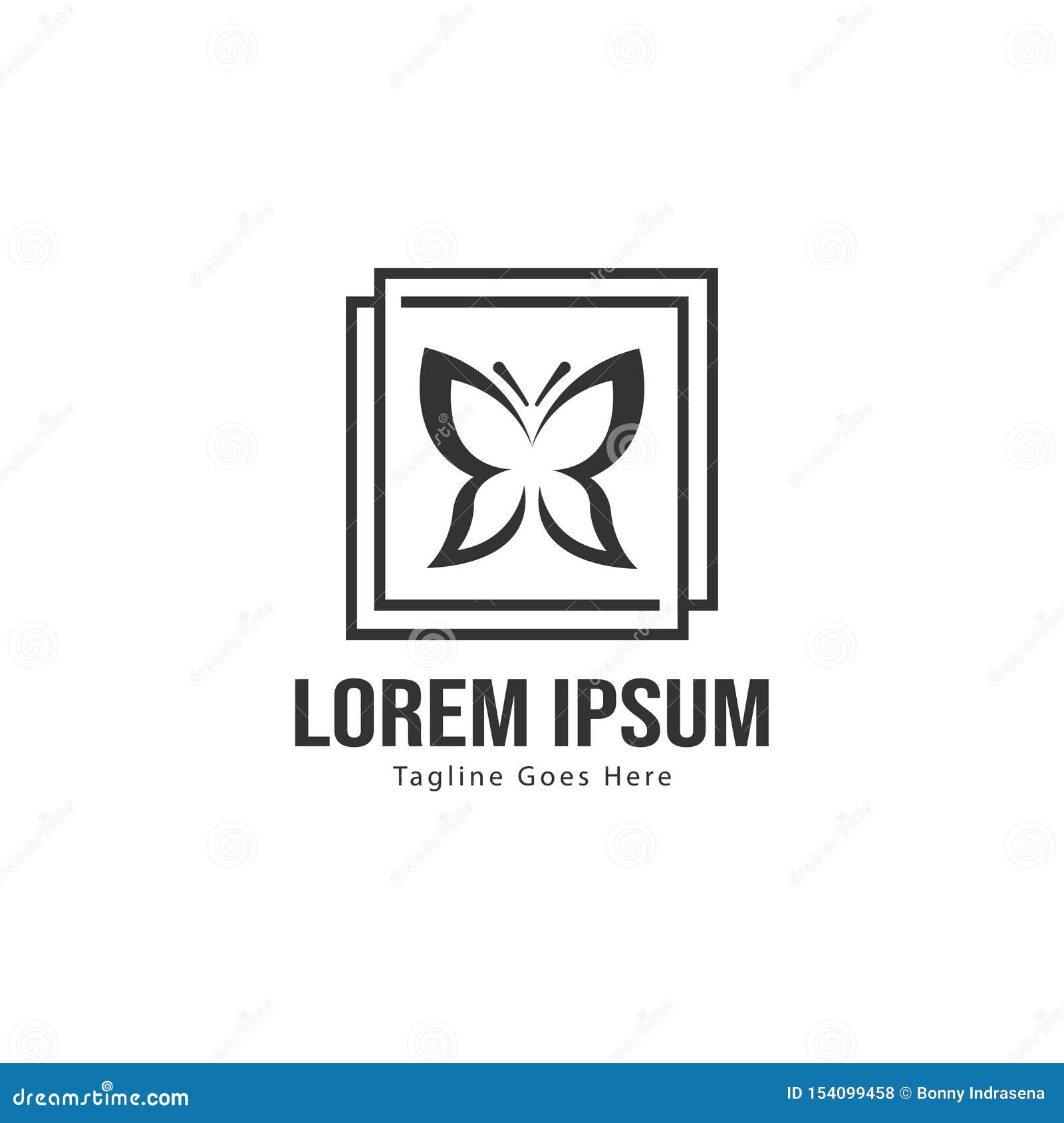 Butterfly Logo Template Design. Butterfly Logo with Modern Frame Stock ...